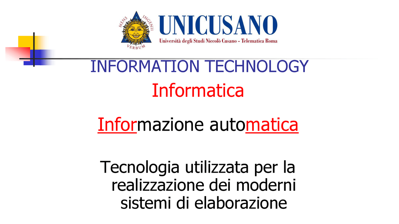 Corso Informatica Modulo 2 Parte 1 Docsity