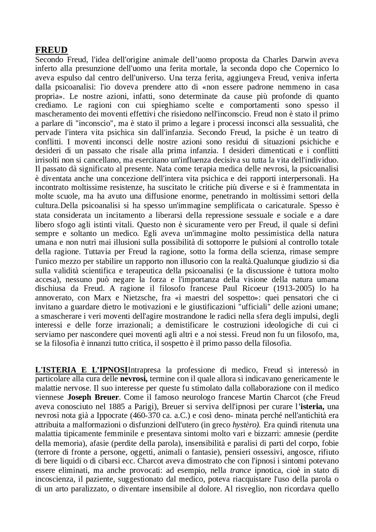 Freud E La Psicoanalisi Docsity
