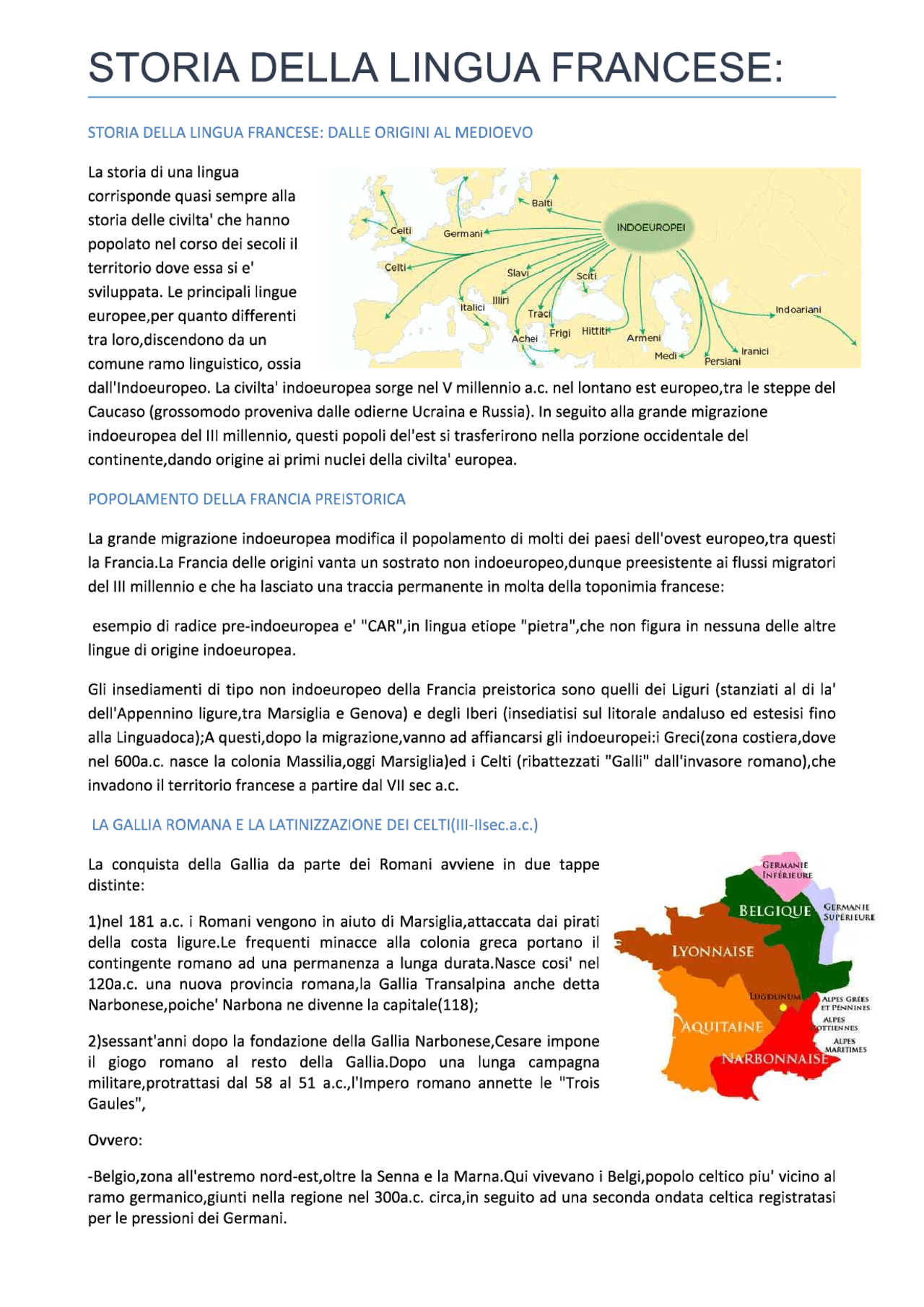 Storia Della Lingua Francese Docsity