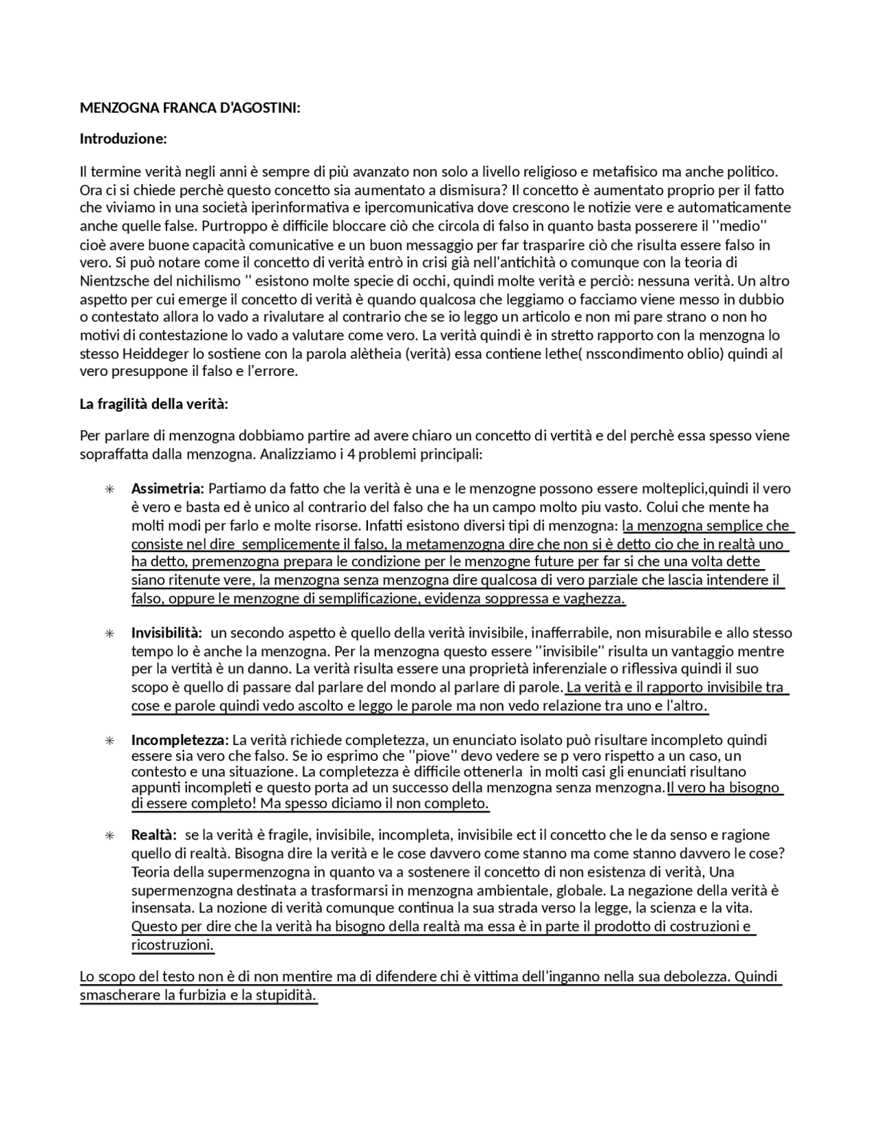 Riassunto Completo Dellopera Menzogna Docsity