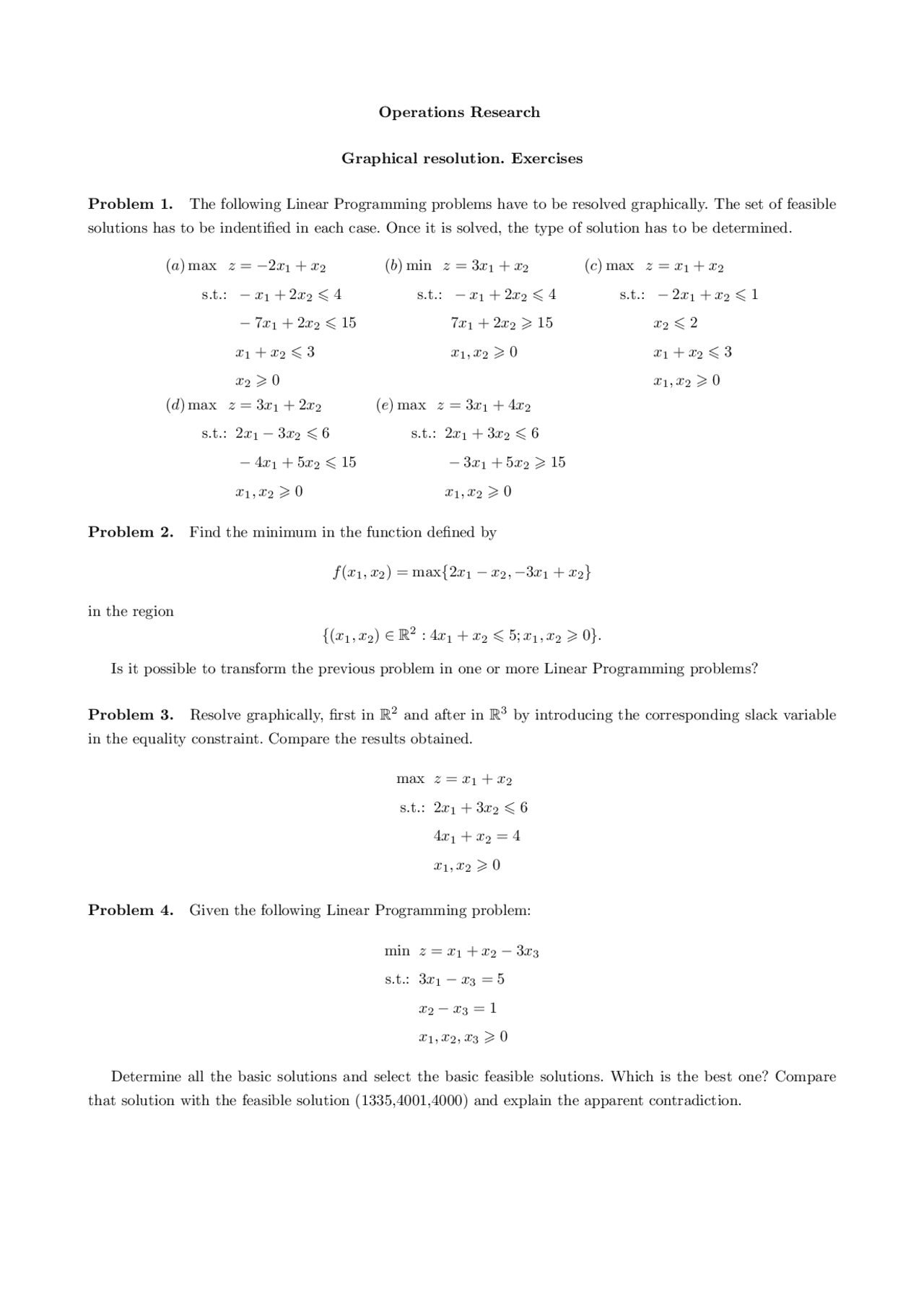 HOJA DE PROBLEMAS sobre Simplex - Docsity