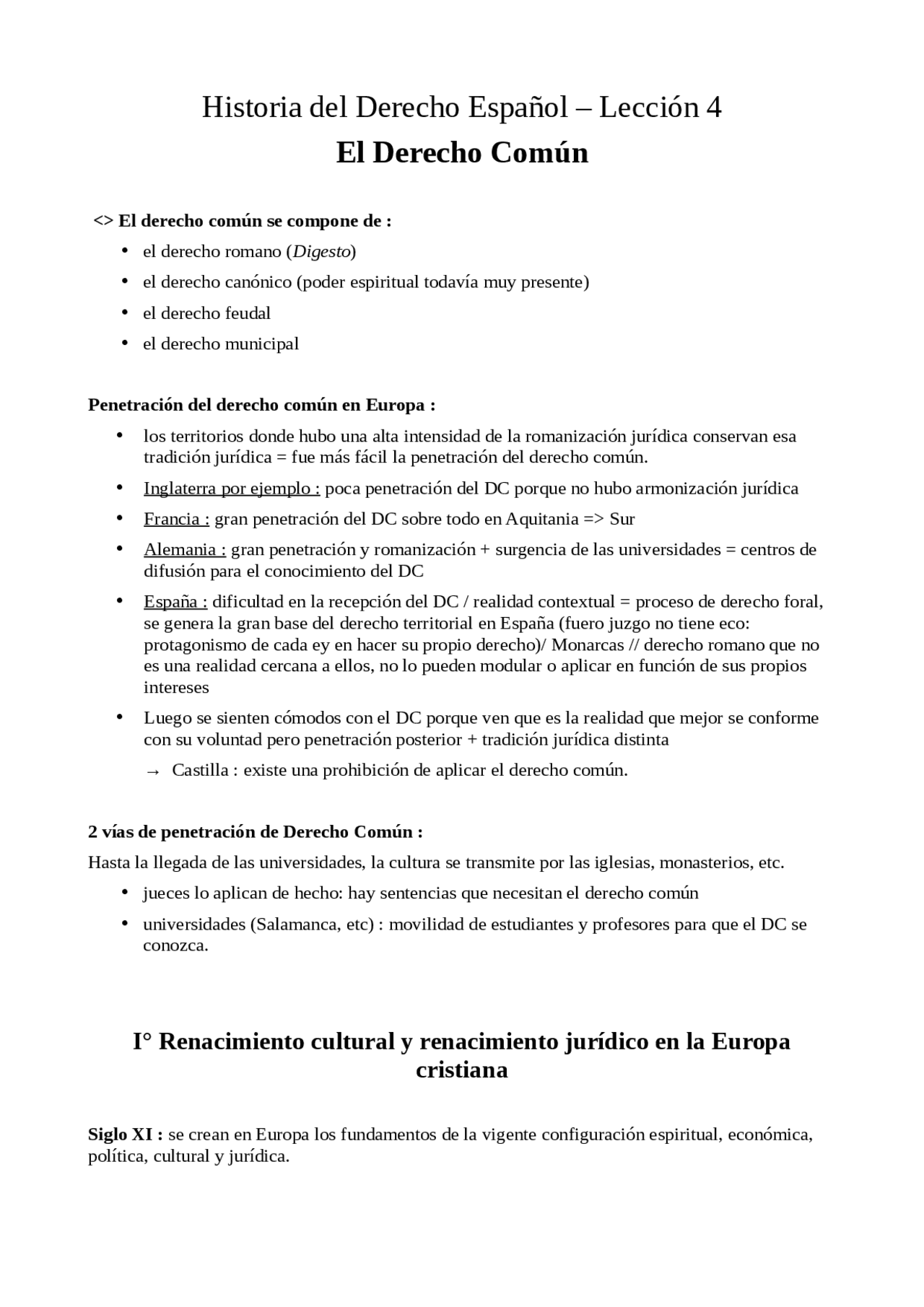 El Derecho Común Historia Del Derecho Docsity