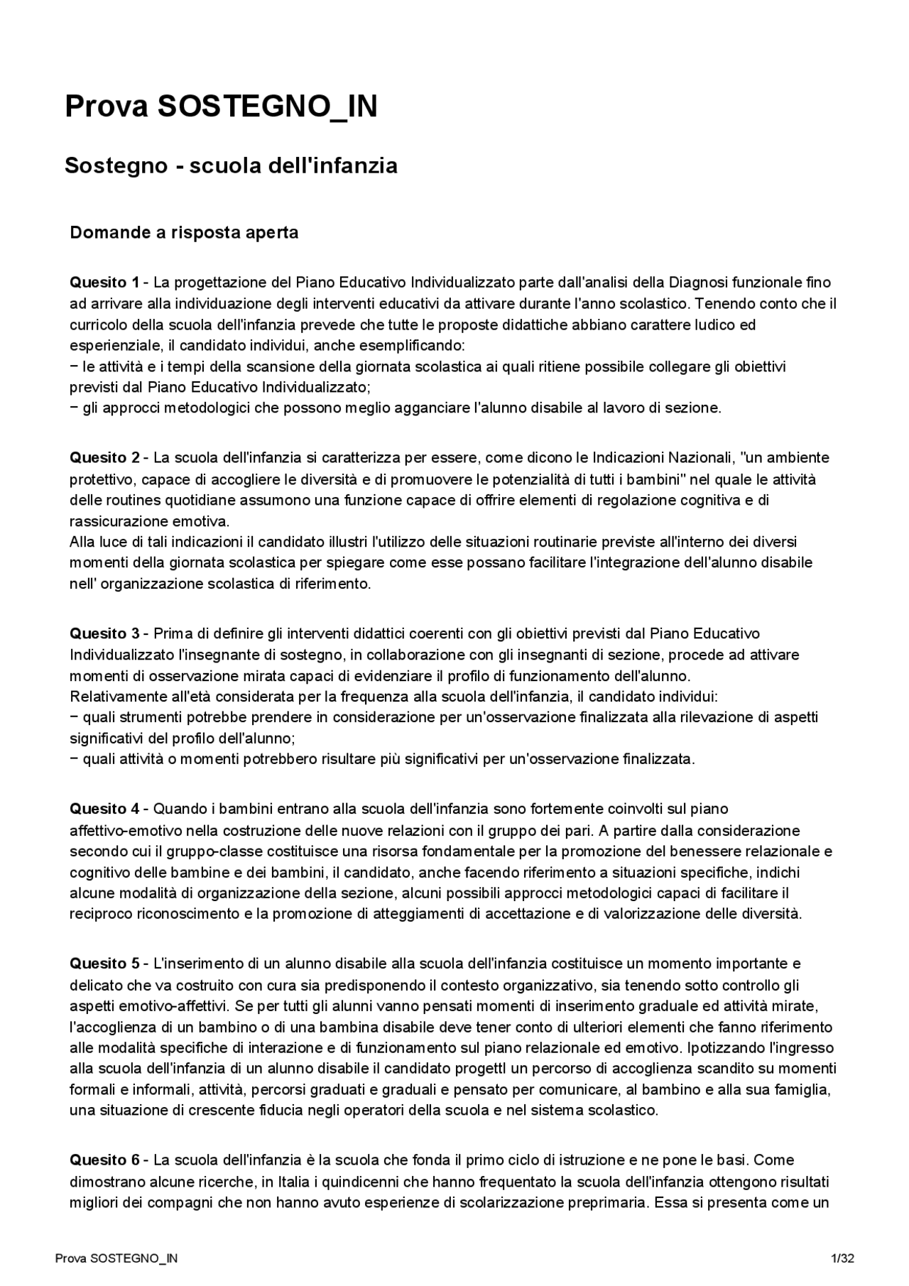 Specializzazione Sostegno Docsity