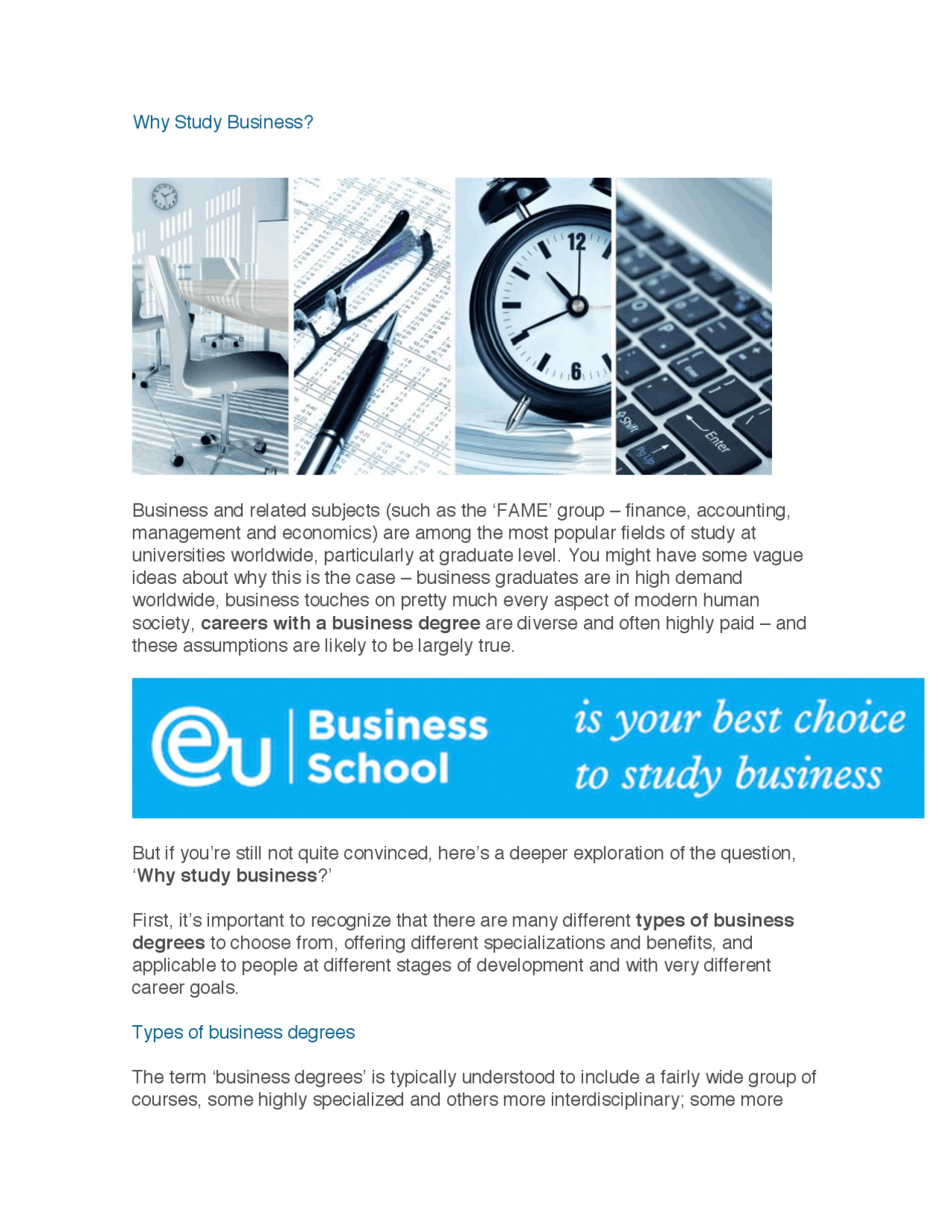 WHY STUDY BUSINESS. INTERNATIONAL PRERSPECTIVE - Docsity