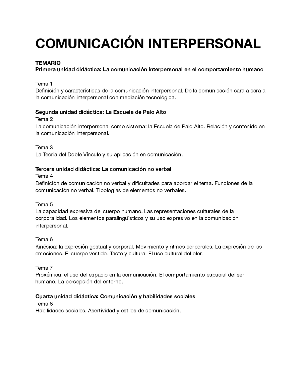 Apuntes Com. Interpersonal - Docsity