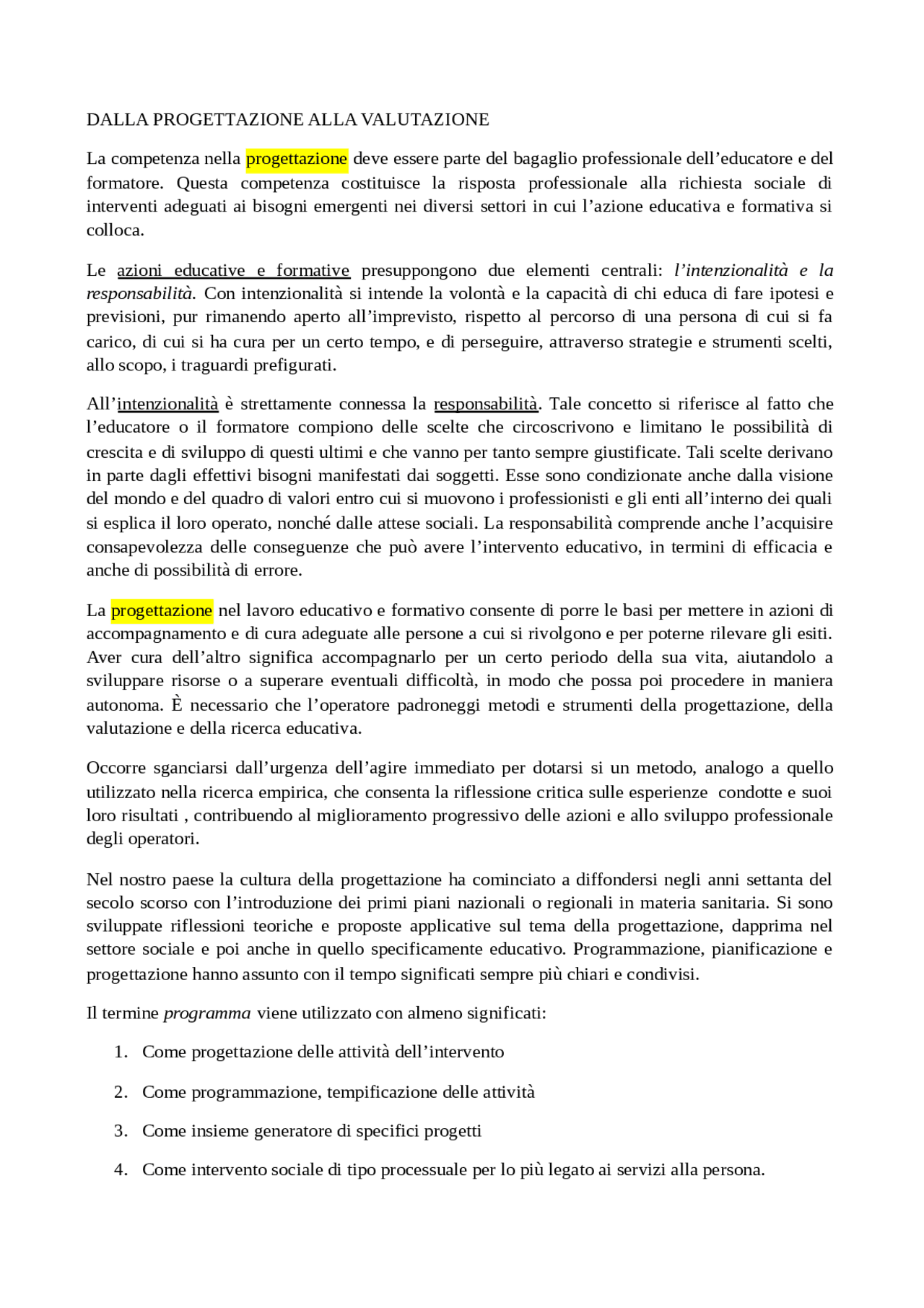Dalla Progettazione Alla Valutazione Docsity