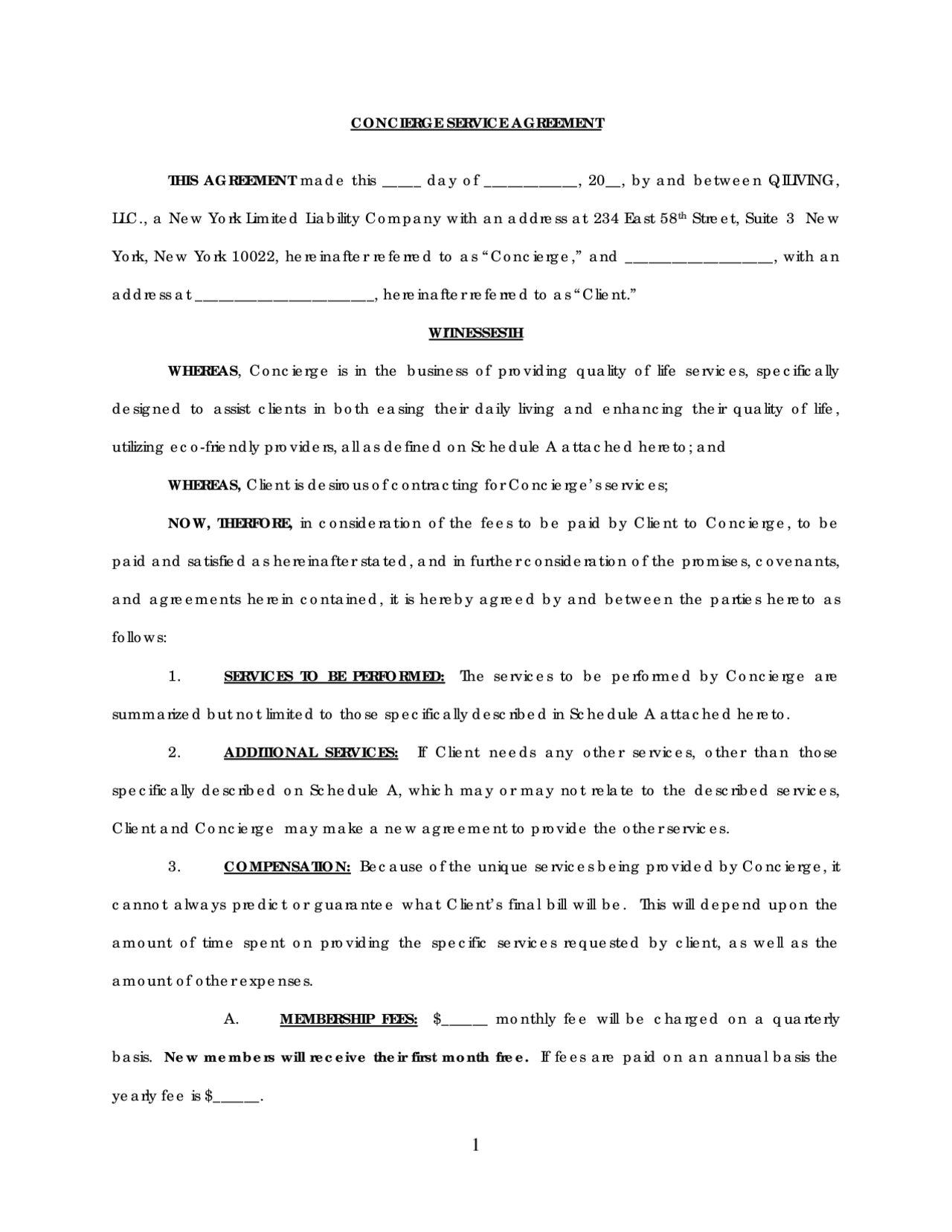 Qiliving Client Service Agreement Docsity