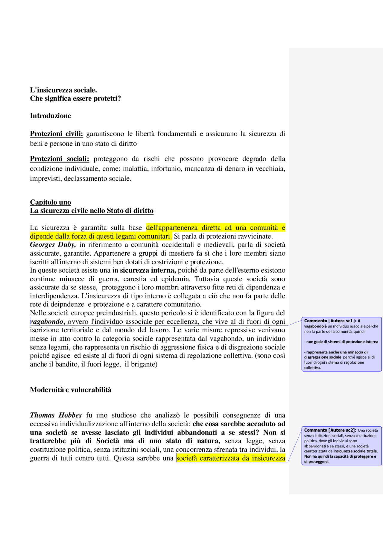 Linsicurezza Sociale Docsity