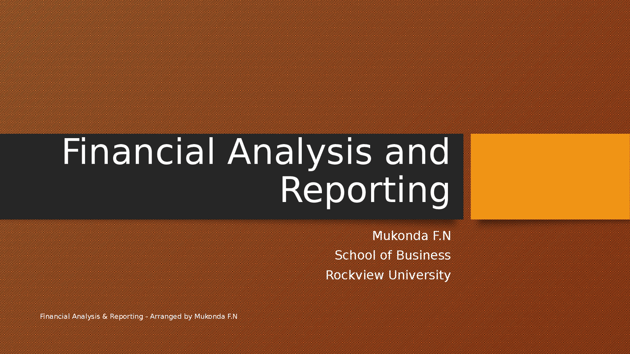 Financial Analysis And Reporting Docsity