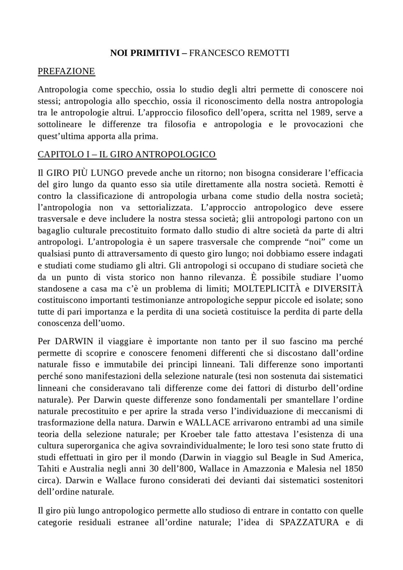 Noi Primitivi F Remotti Docsity