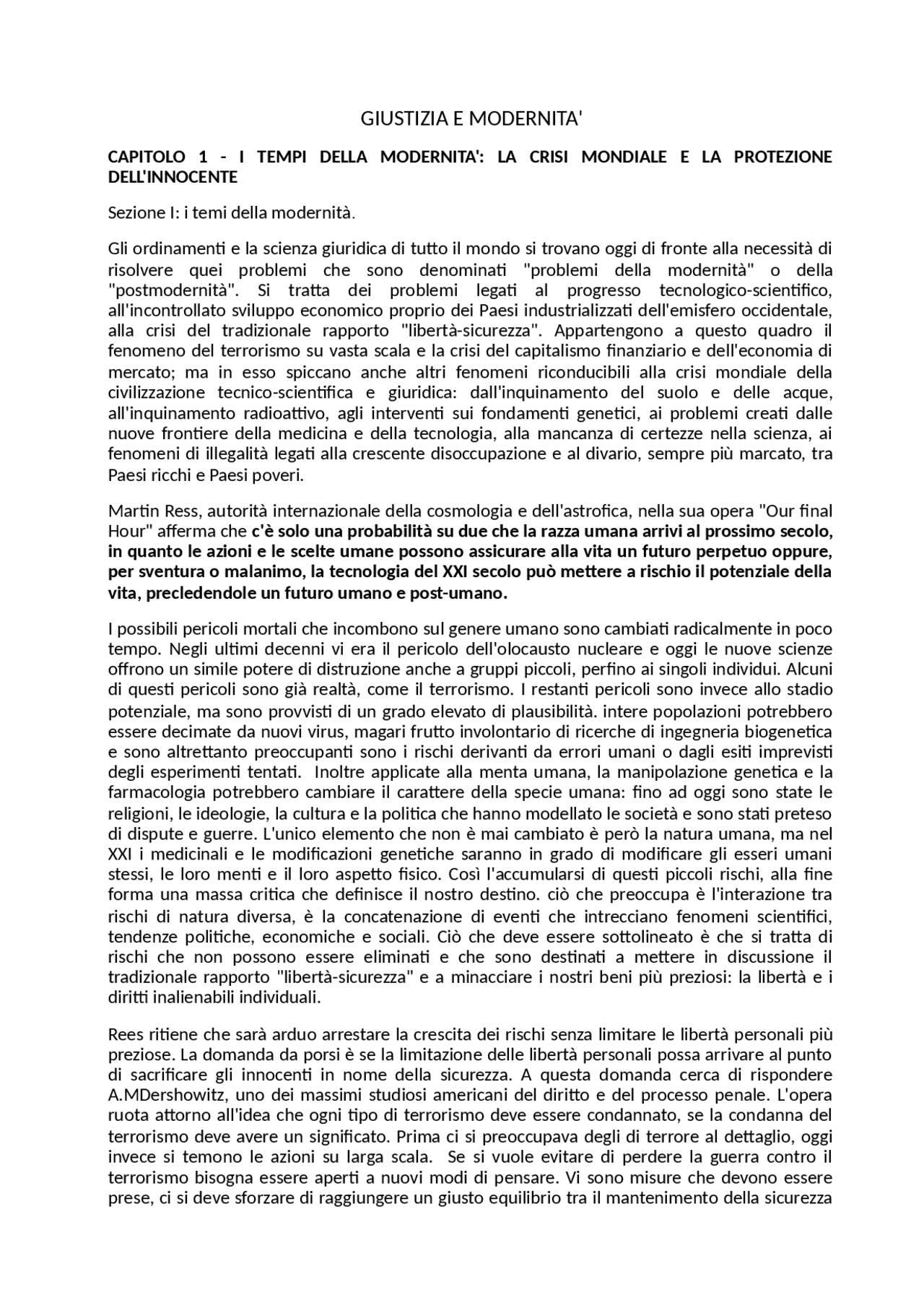 Riassunto Giustizia E Modernità Docsity