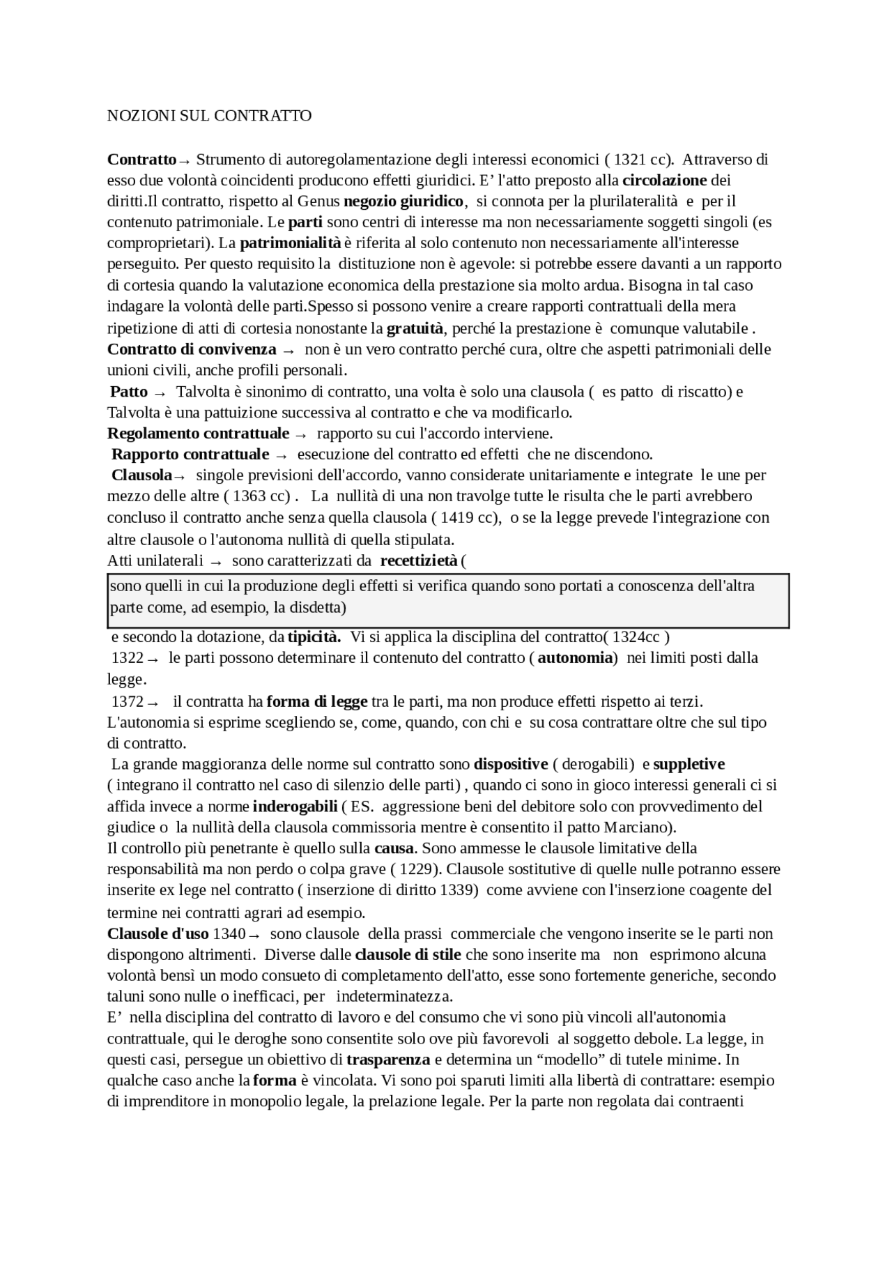 Esame Diritto Civile Prof Alessi Nozioni Sul Contratto Docsity