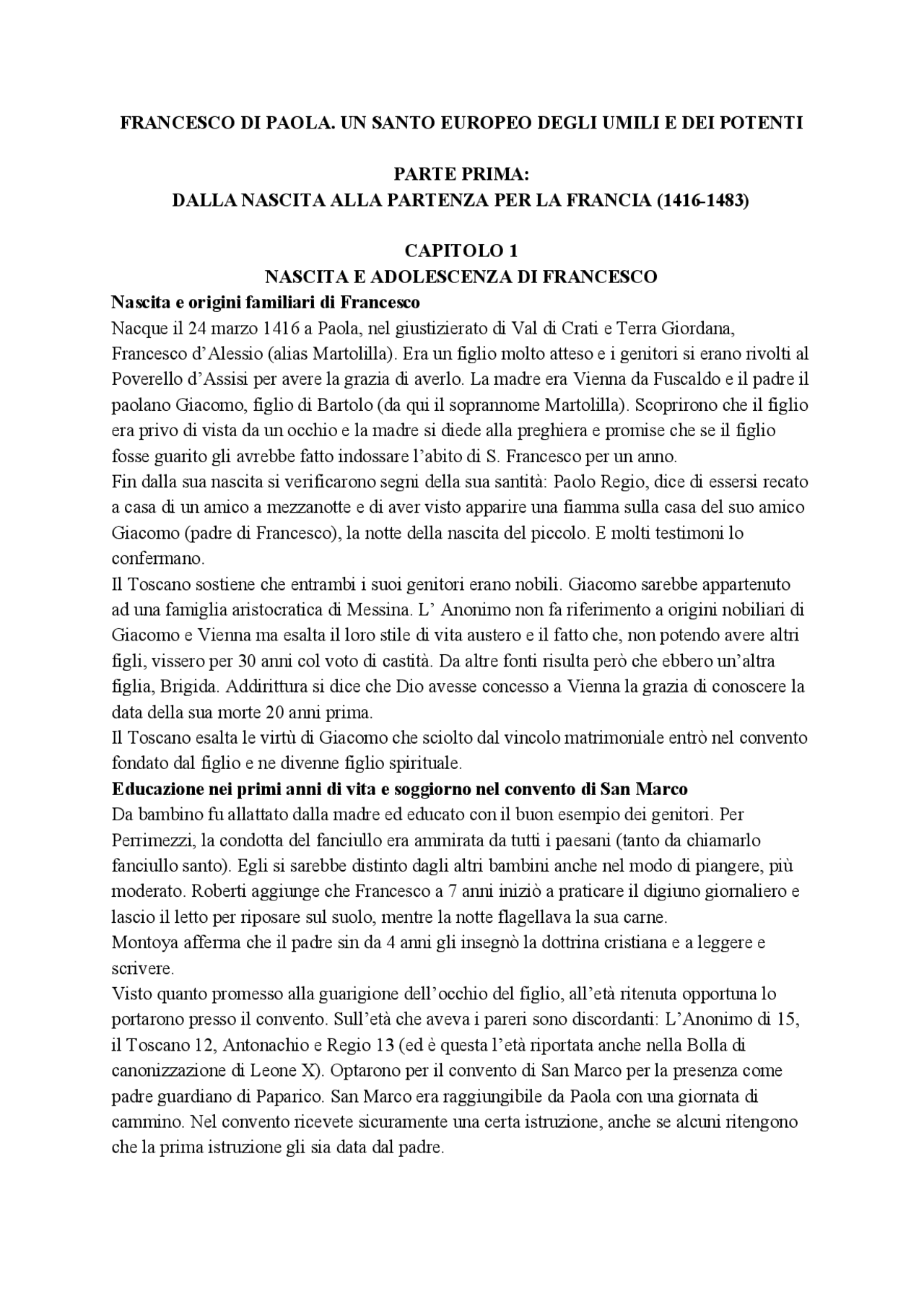 San Francesco di Paola | Sintesi del corso di Storia Moderna | Docsity