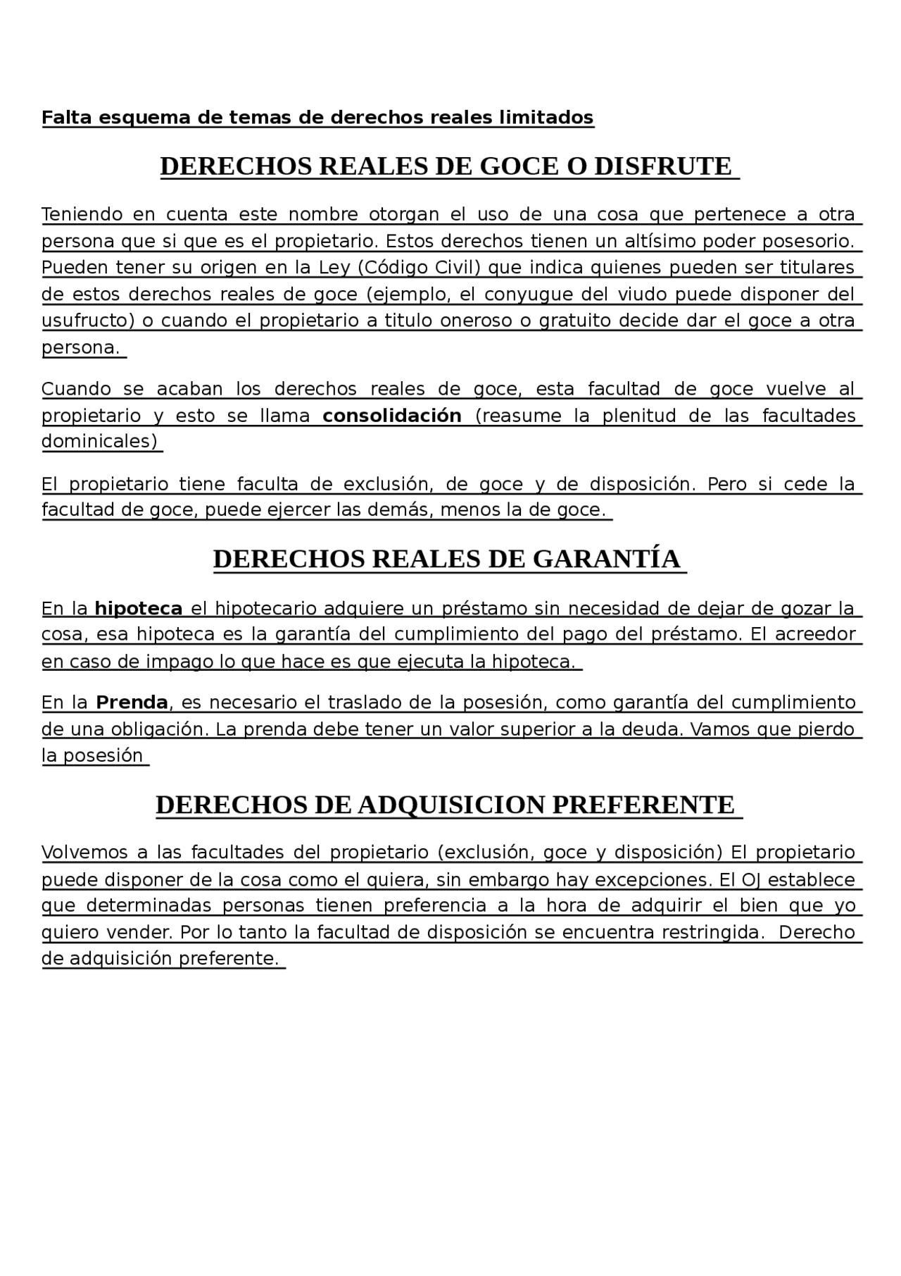 Tema 4. Derechos Reales - Docsity
