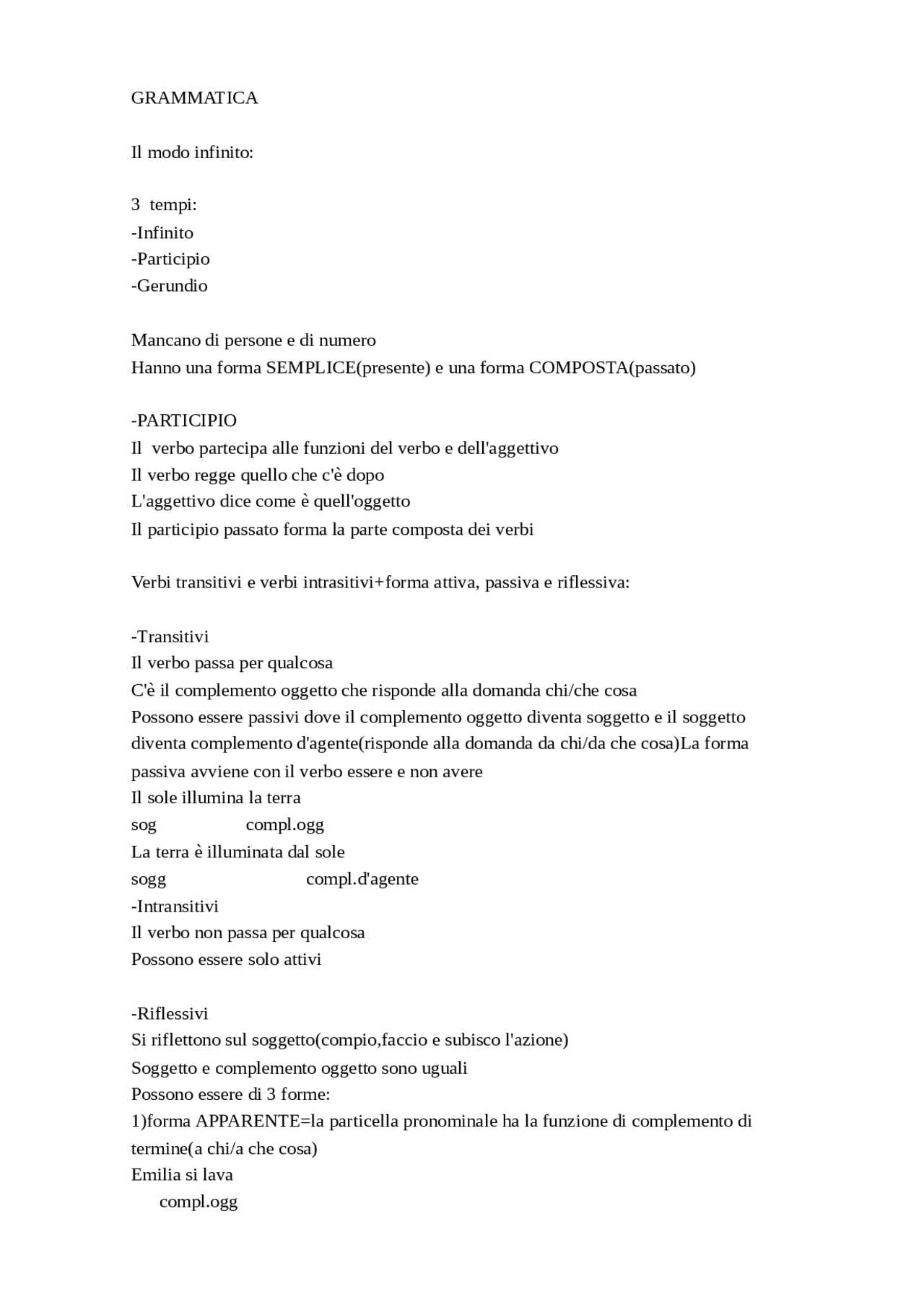 Grammatica Italiana Docsity