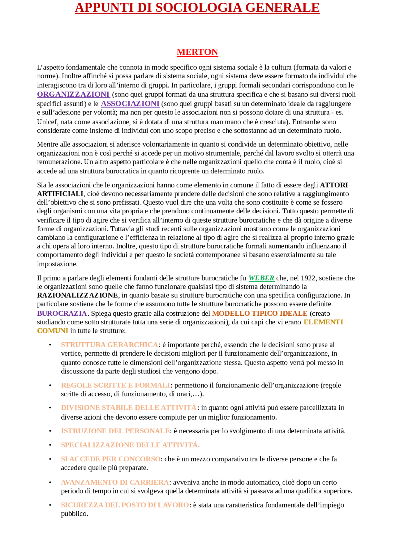 Appunti 3° Modulo Di Sociologia Generale Prof Ssa Scuderi Docsity
