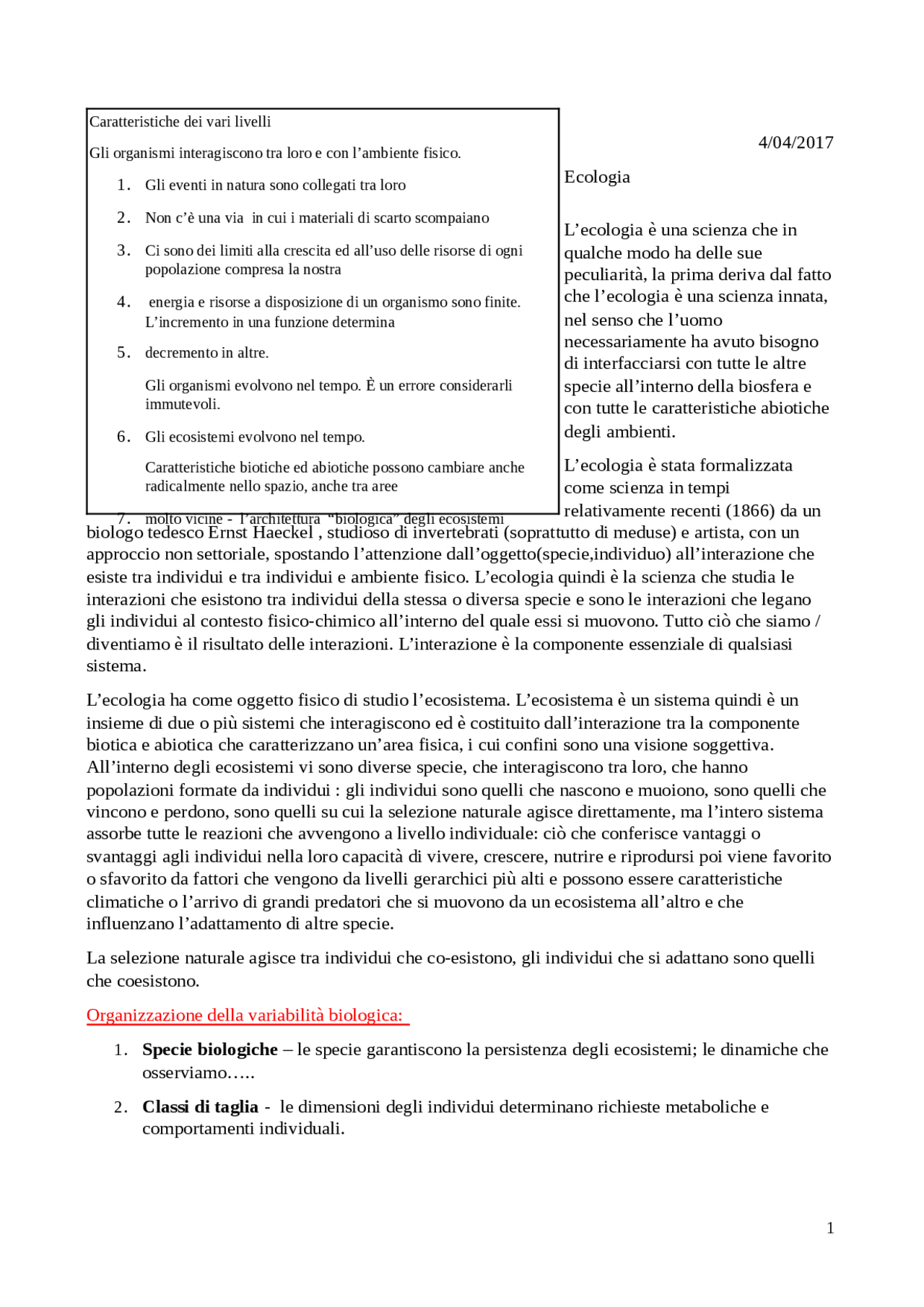 Appunti Ecologia Completi Docsity