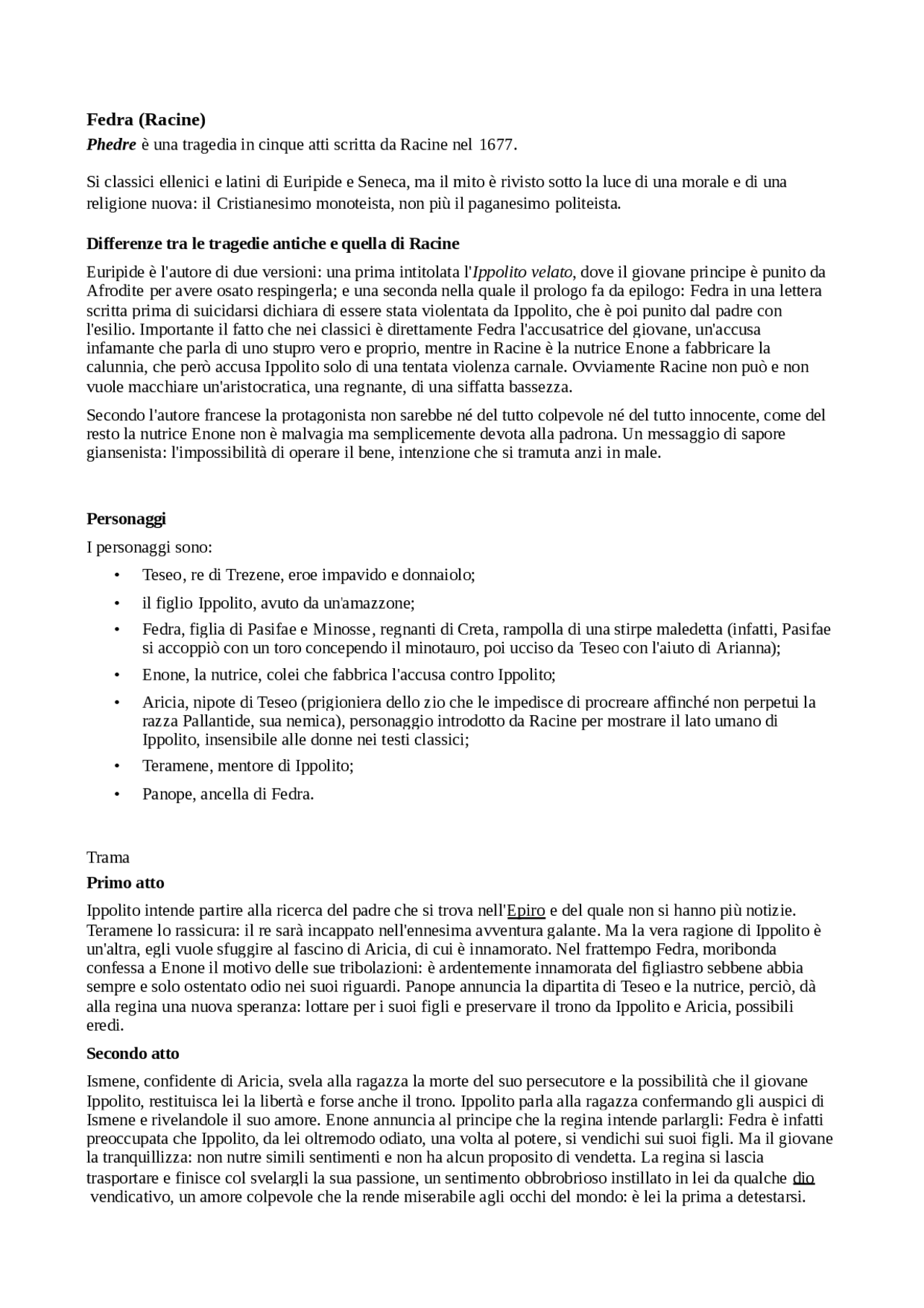 Fedra Racine Appunti Docsity