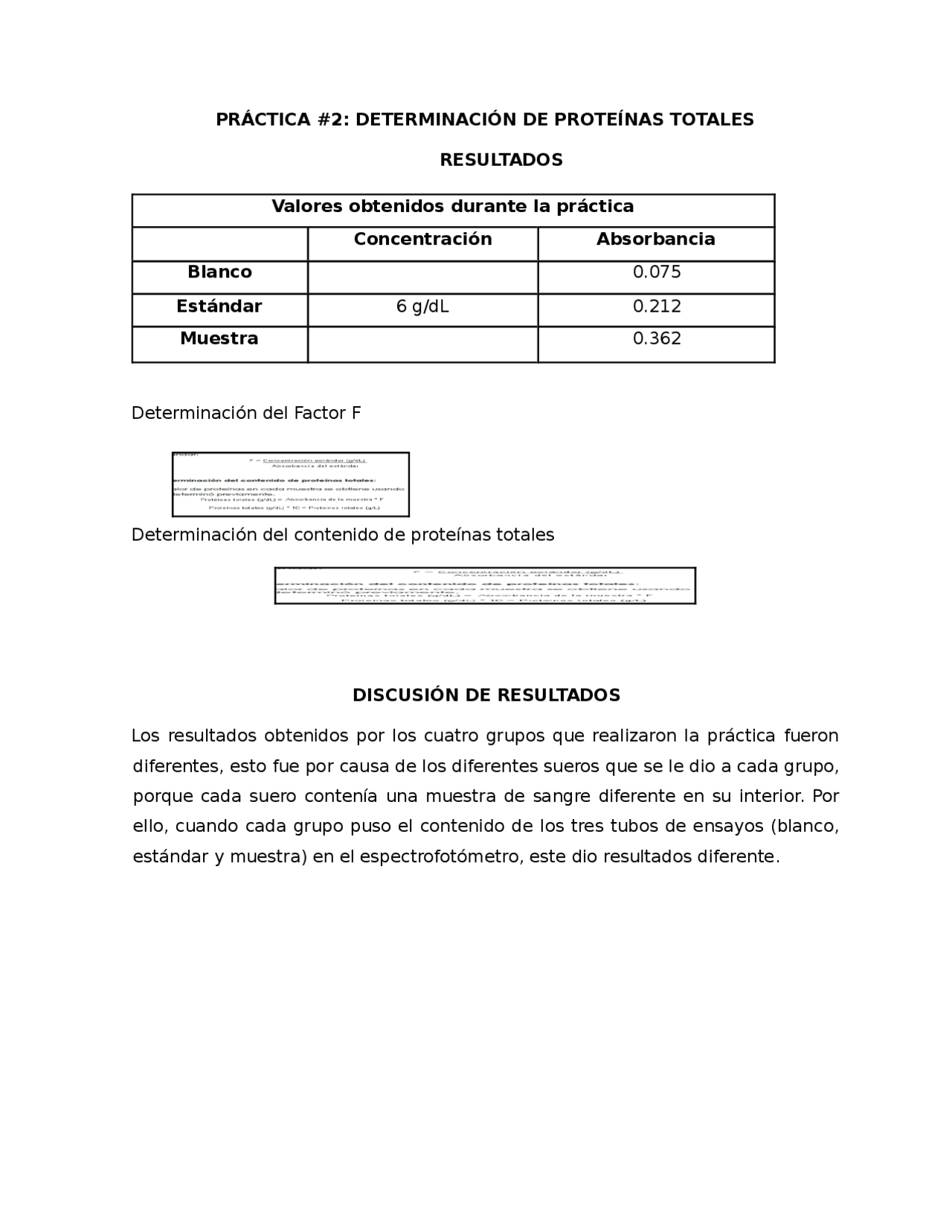 Informe Determinación De Proteínas Total Guías Proyectos