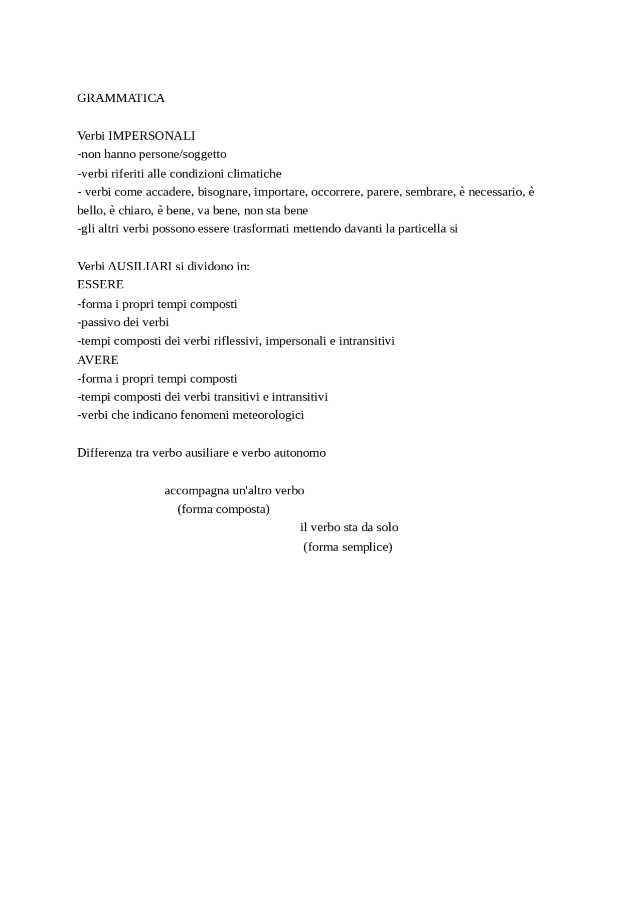 Esercizi Di Grammatica Docsity