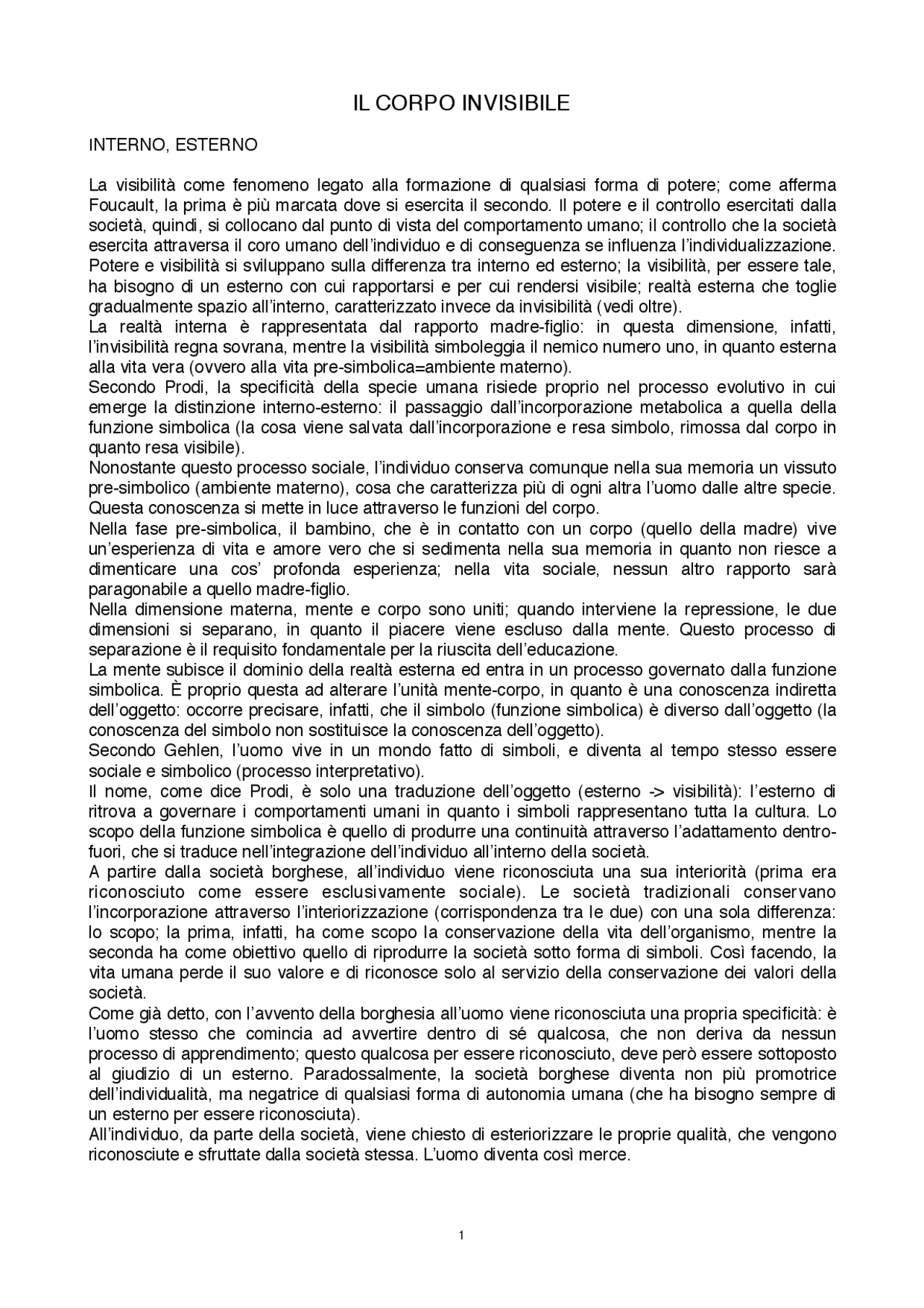 Il Corpo Invisibile Stauder Docsity