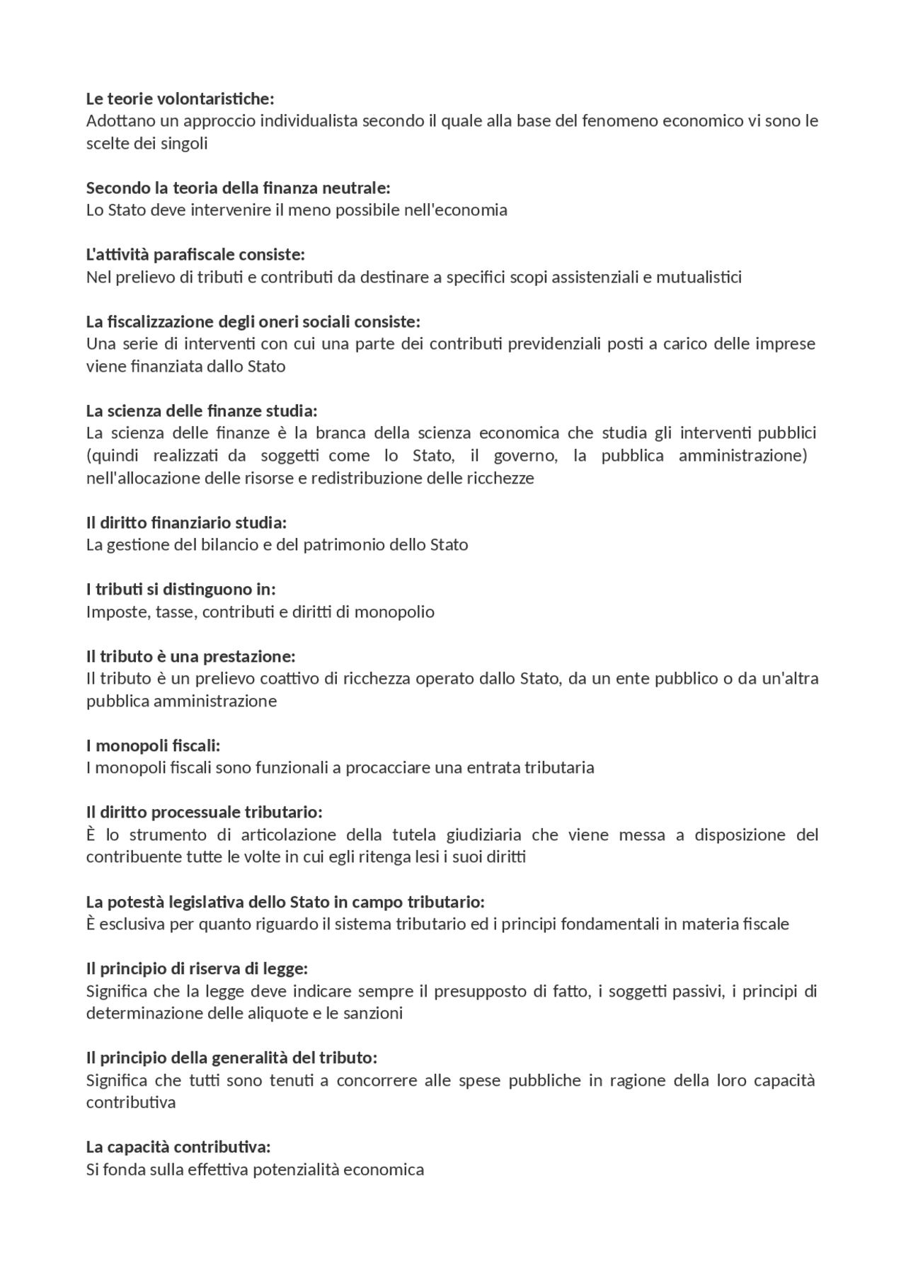 Test Autovalutazione Diritto Tributario Docsity