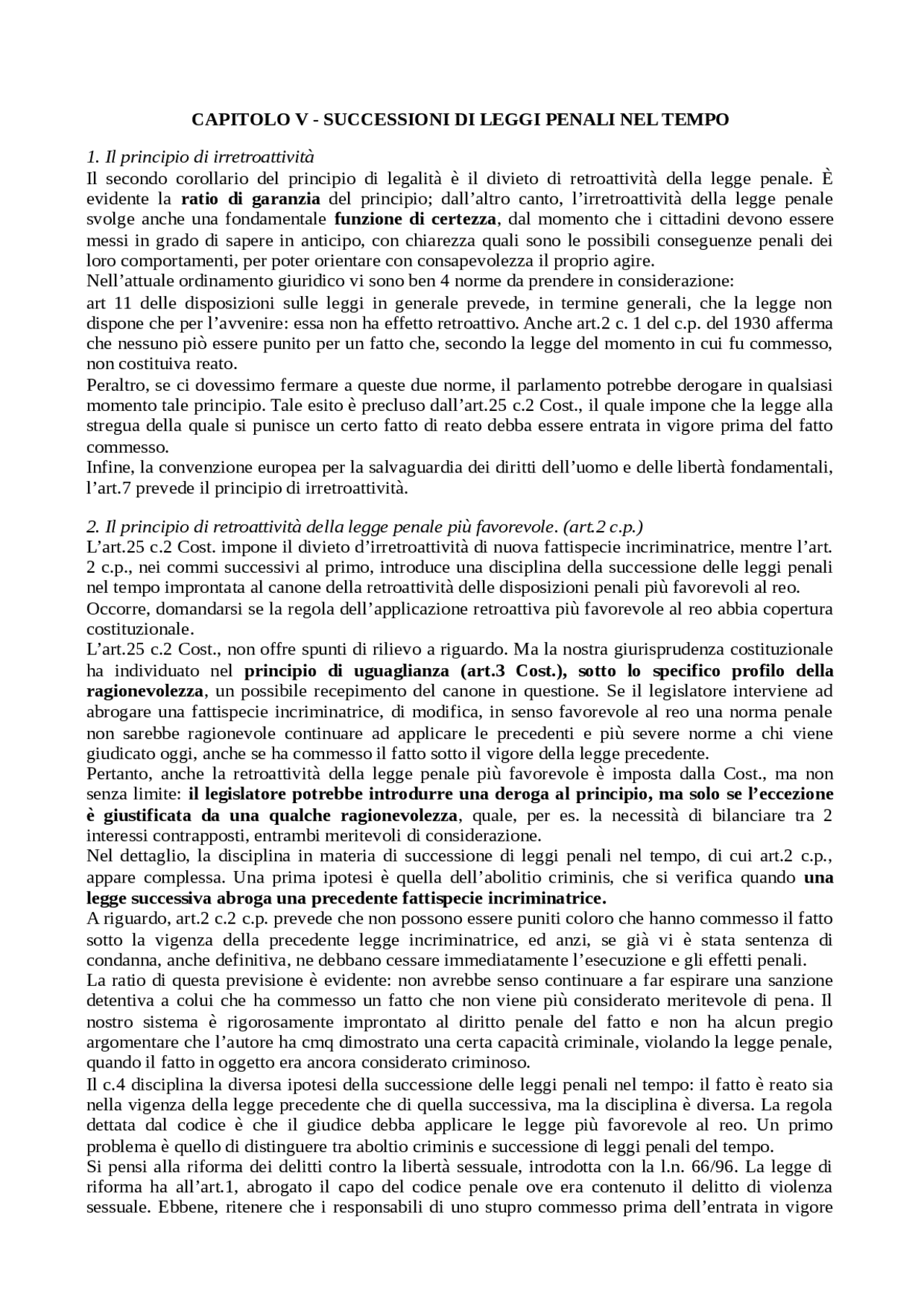 Successioni Di Leggi Riassunto Docsity