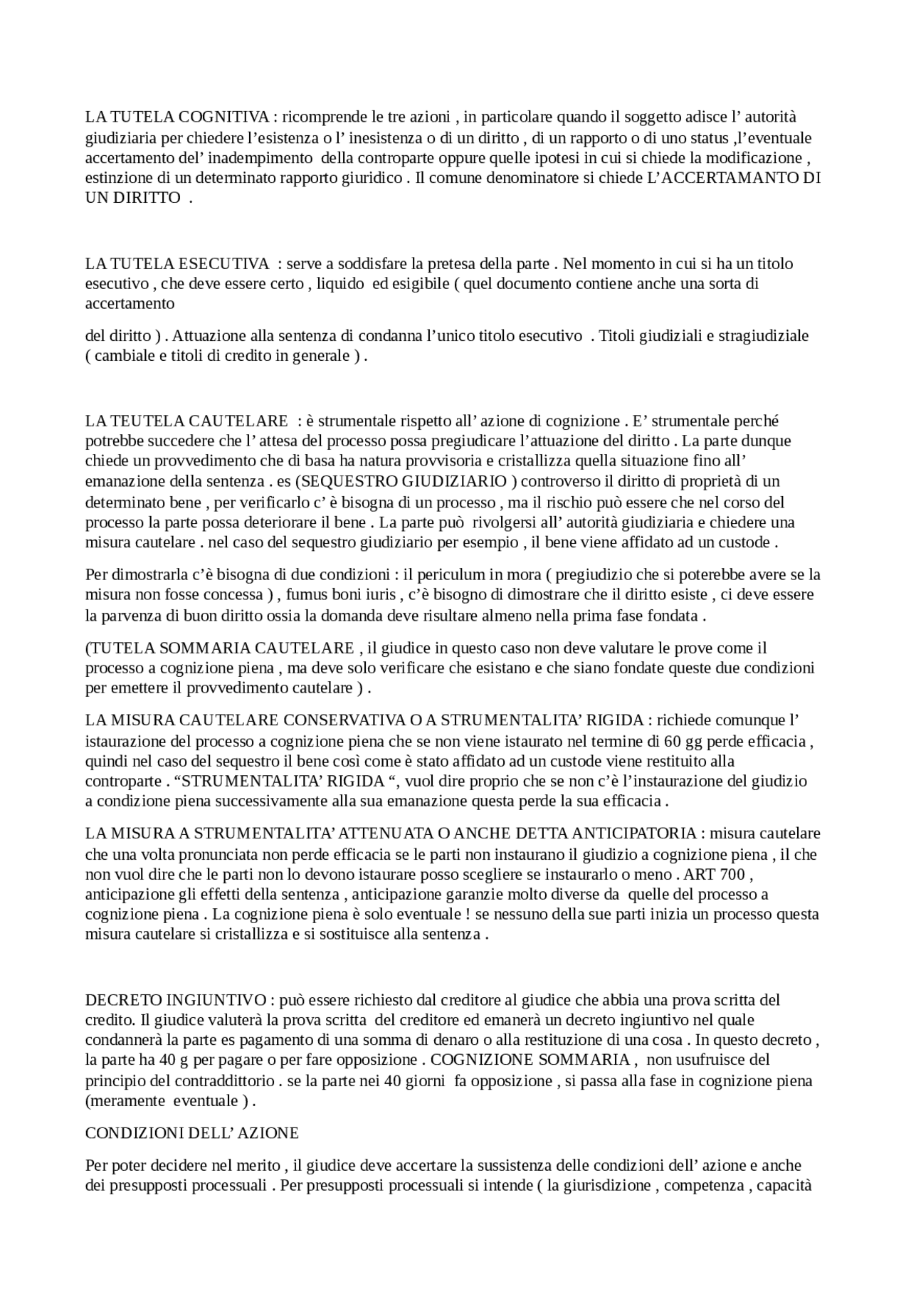 Le Tutele Cautelare Esecutiva Appunti Di Diritto Processuale