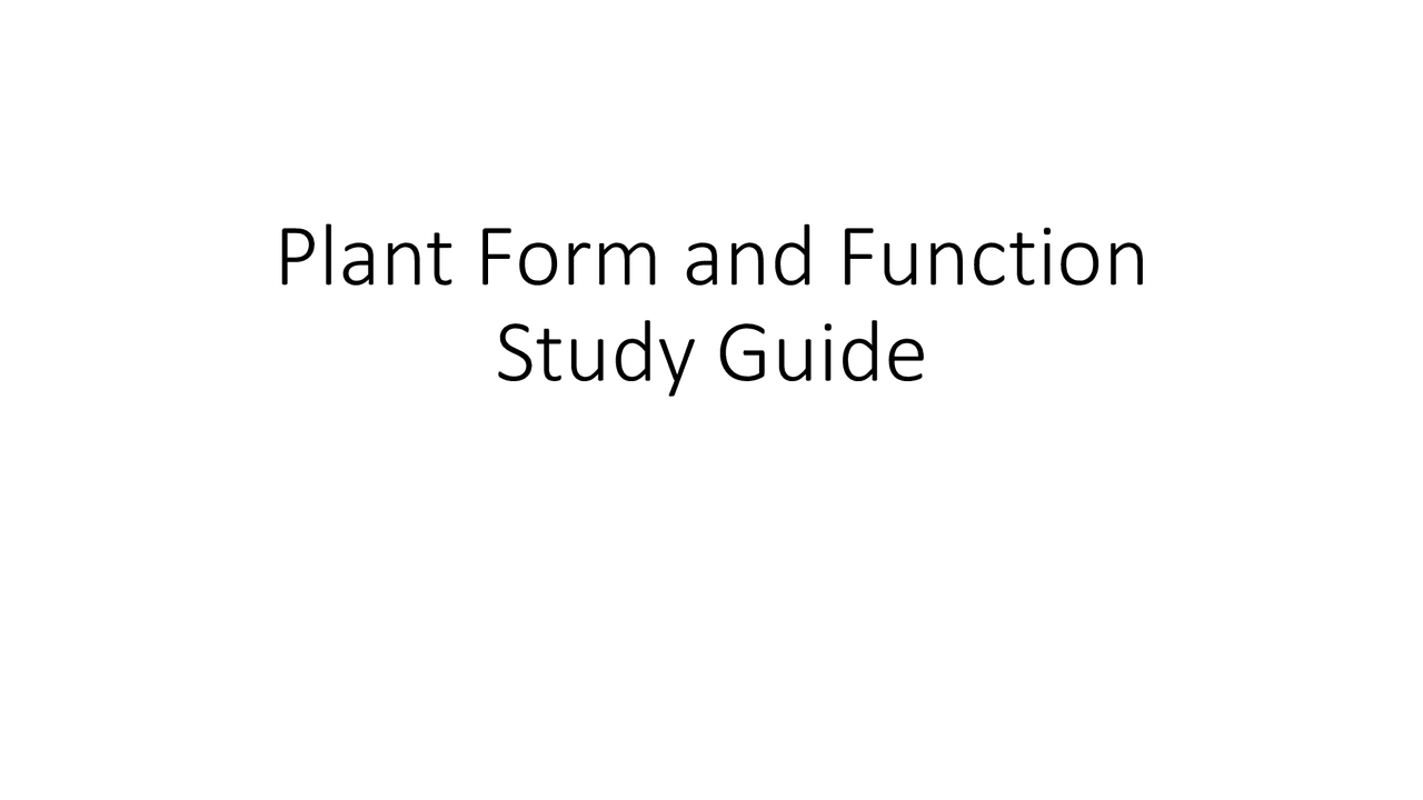 Plant forms and functions - Docsity