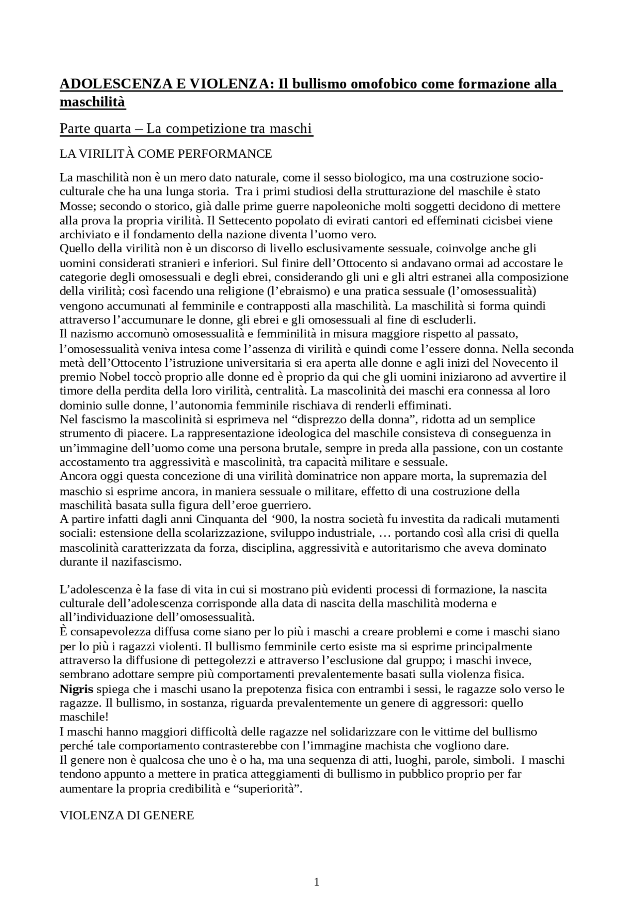 Adolescenza E Violenza Docsity