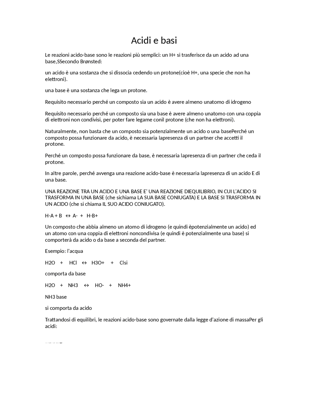 Acidi e basi, Chimica Organica - Docsity