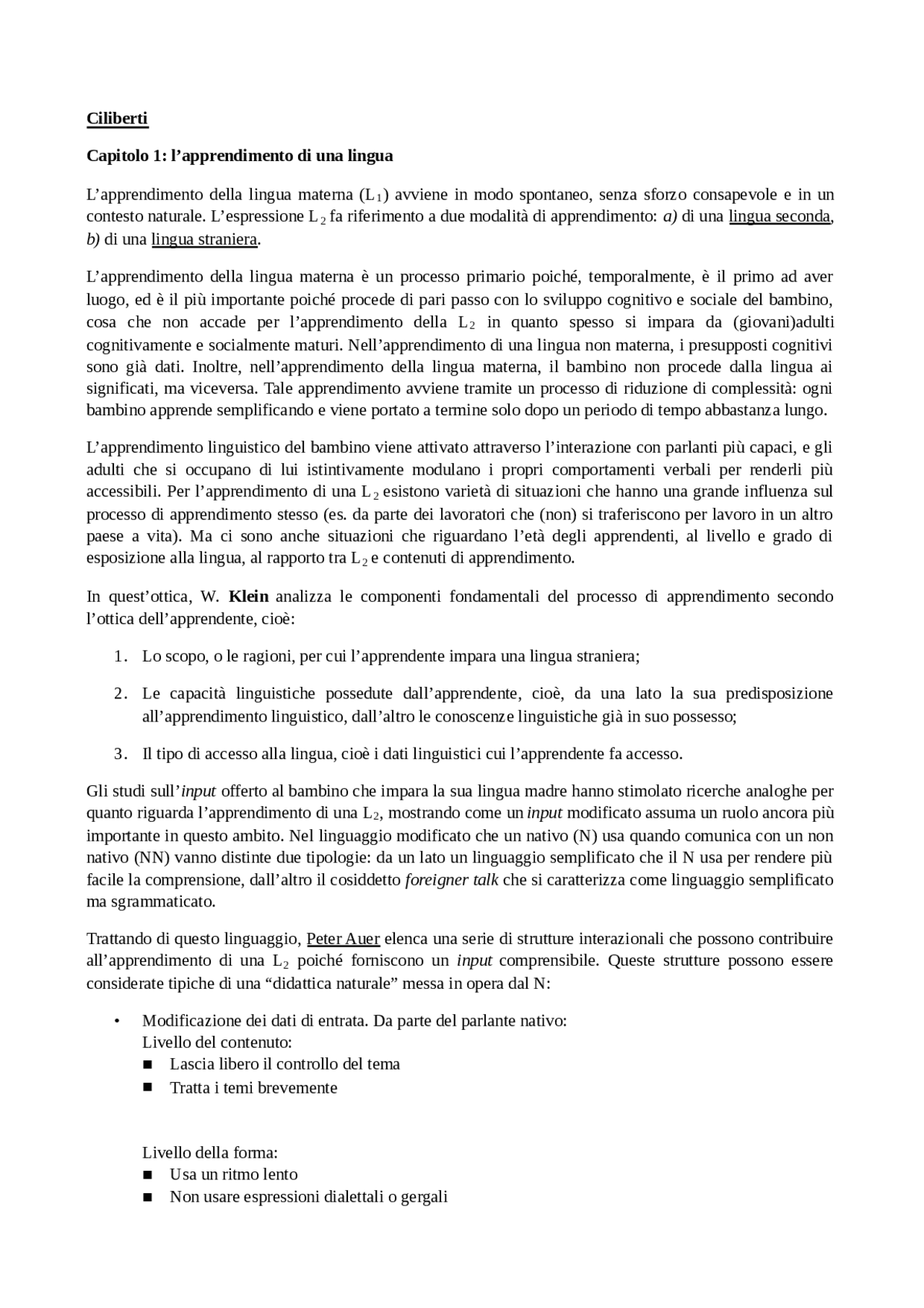 Riassunto Del Libro Glottodidattica Di Anna Ciliberti Docsity