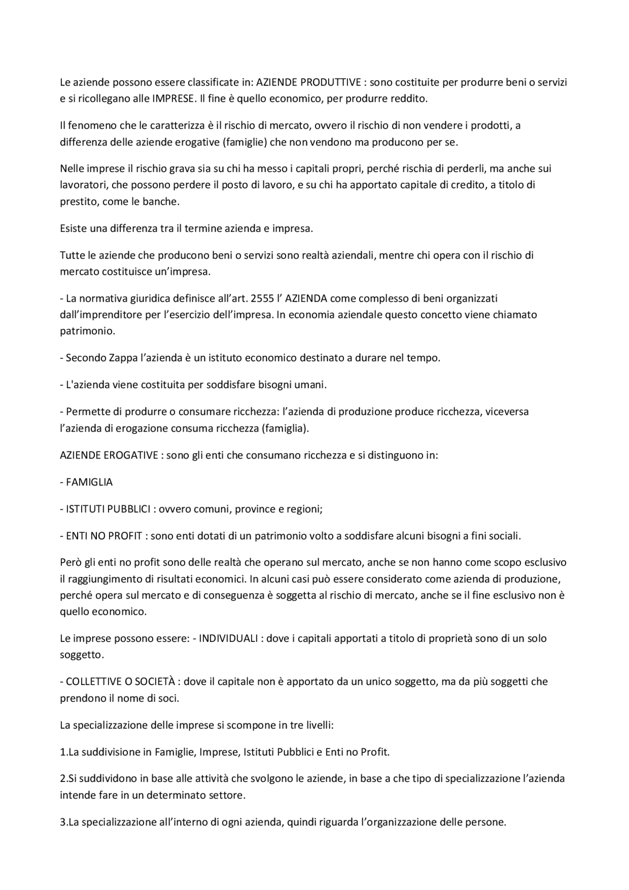 Classificazione Delle Aziende Docsity