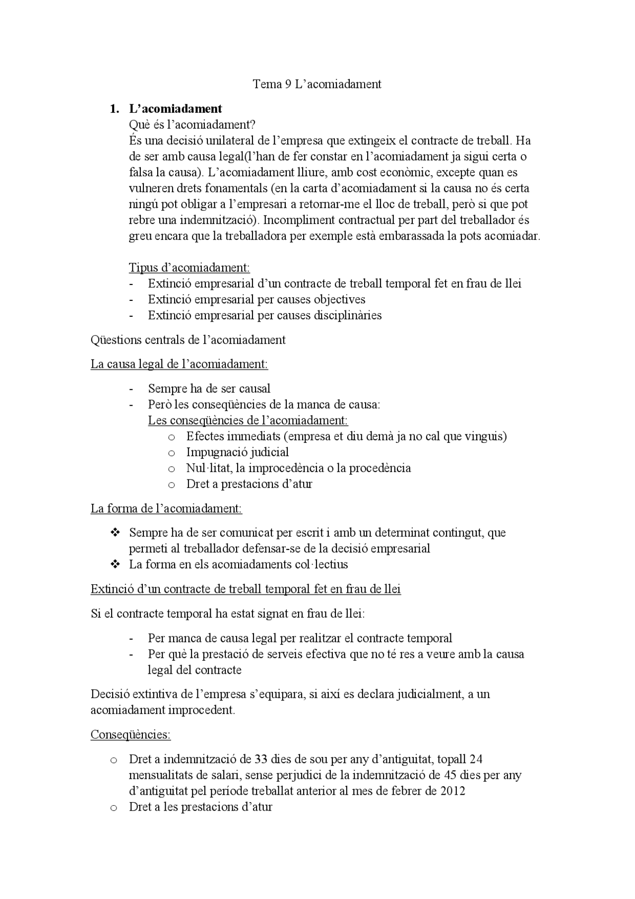 Tema 9 Dret Del Treball Ii Apuntes De Derecho Laboral Docsity