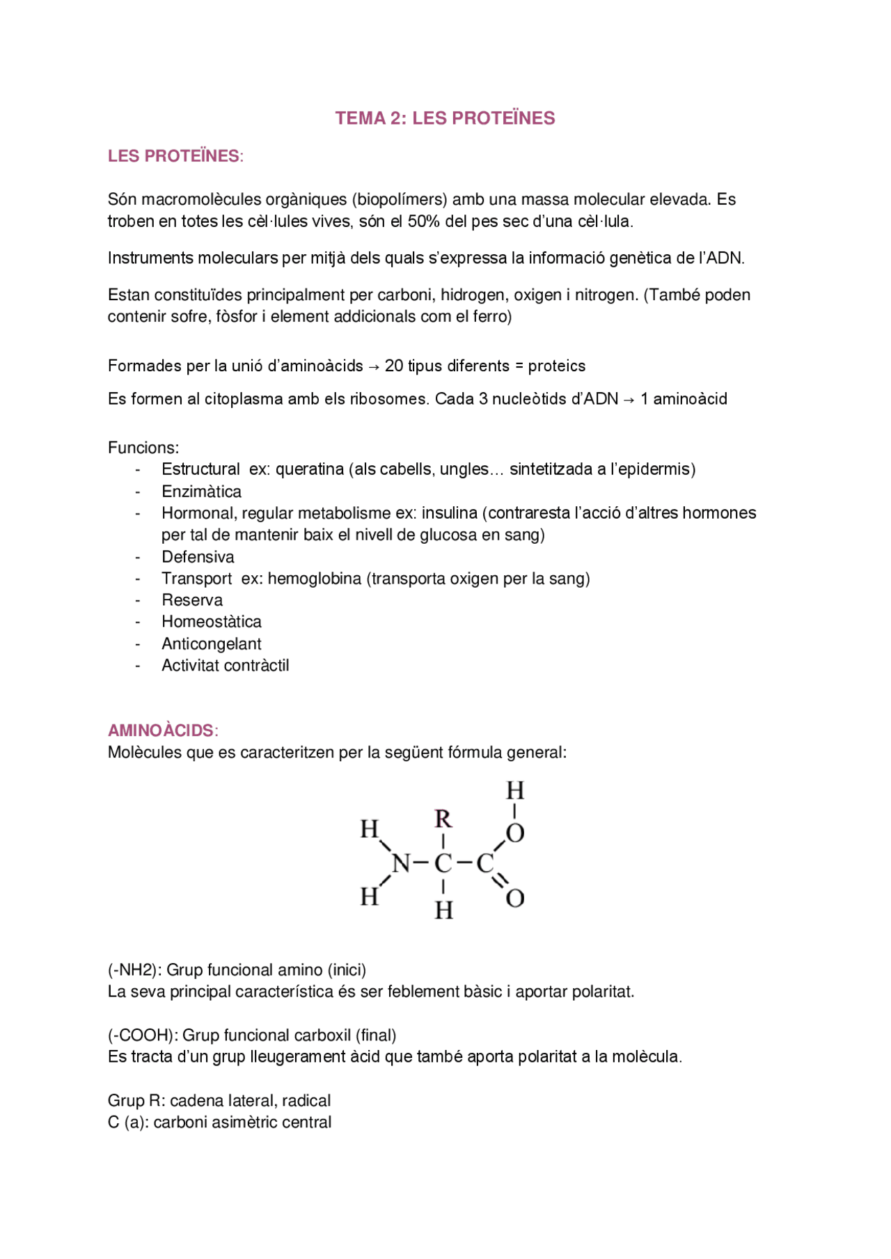 Unitat 2 Les ProteÏnes Docsity
