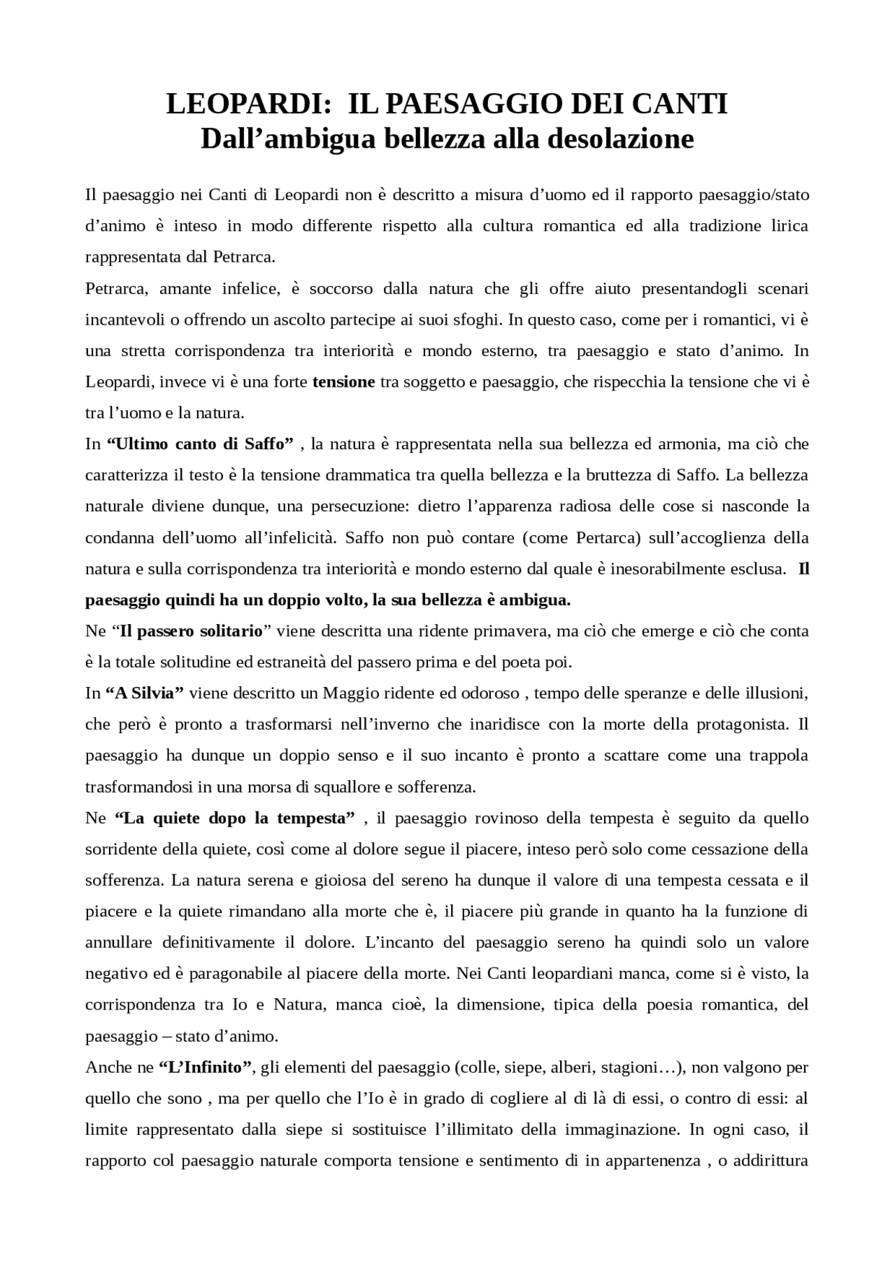 Poesia A Silvia Leopardi Docsity