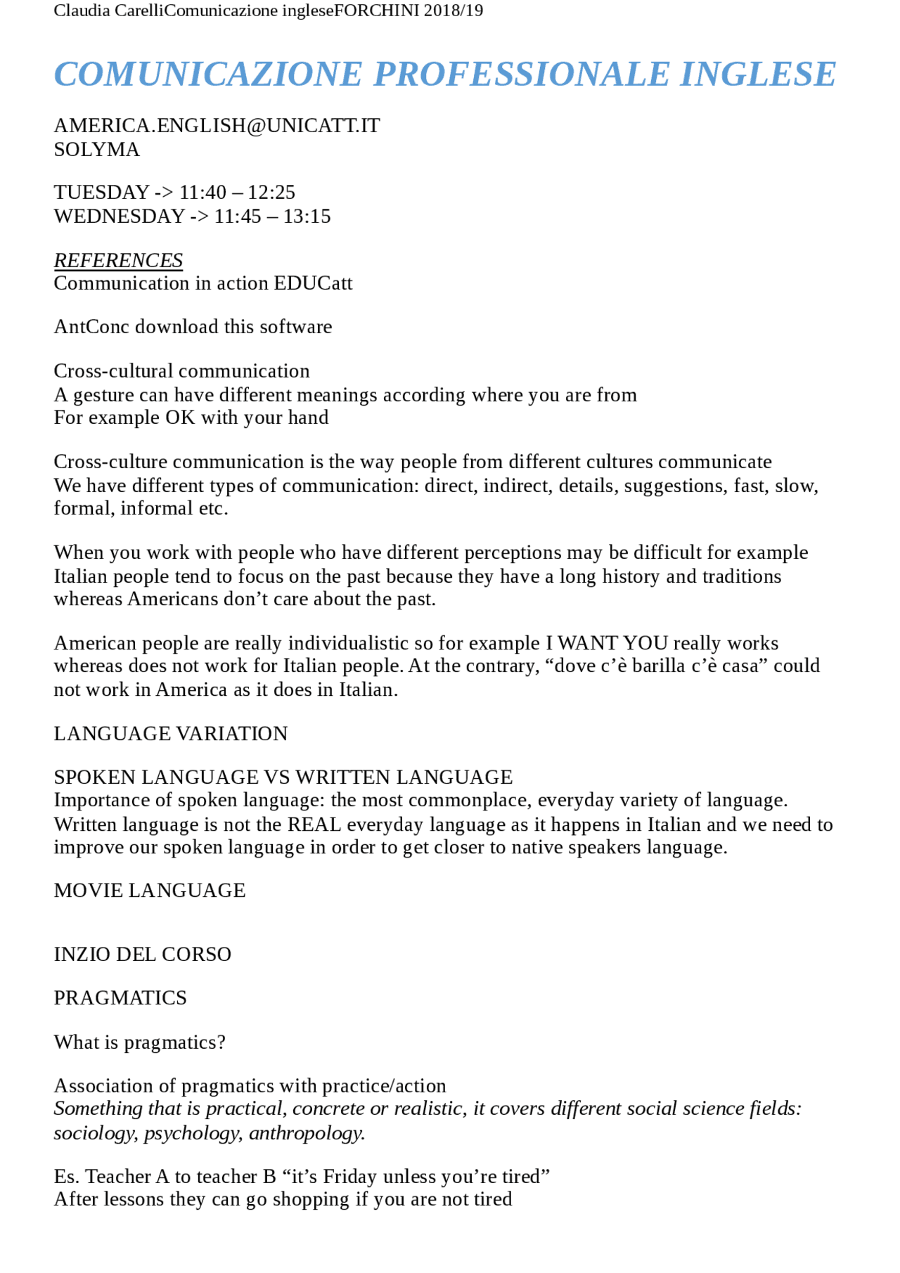 Appunti Comunicazione Professionale Inglese Docsity