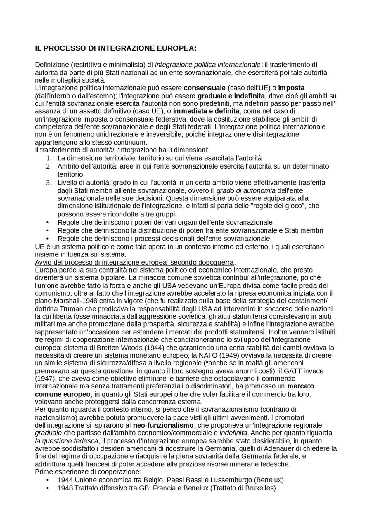 Riassunto Istituzioni Europee Docsity