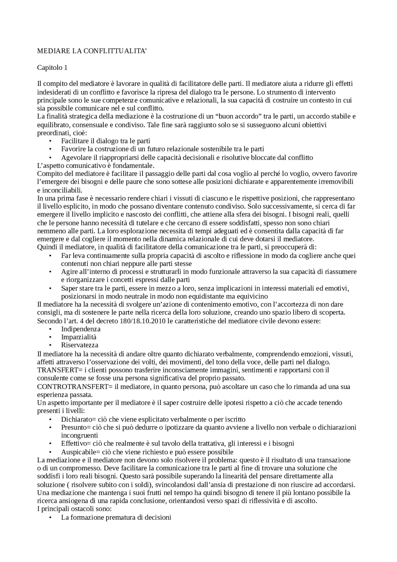 Riassunto Libro Mediare La Conflittualità Docsity