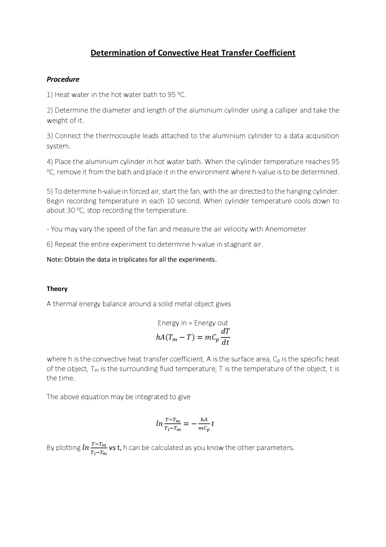 Convetive heat transfer - Docsity