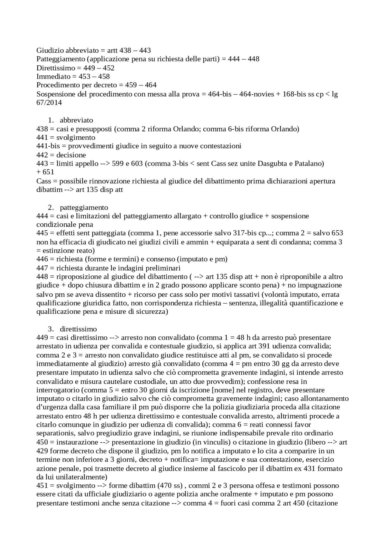 Schema Riassuntivo Procedimenti Speciali Docsity