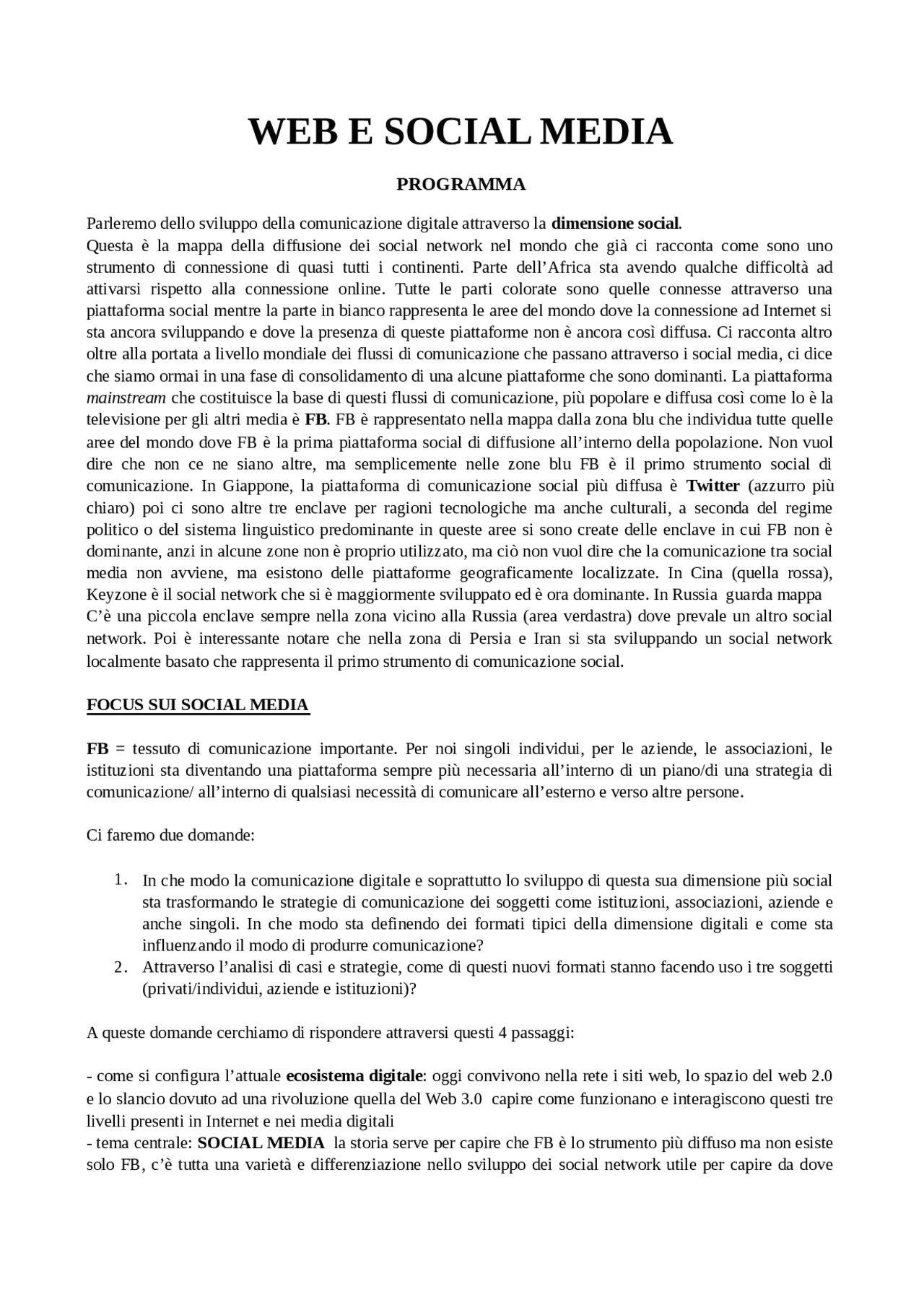 Appunti Web E Social Media Primo Modulo Docsity