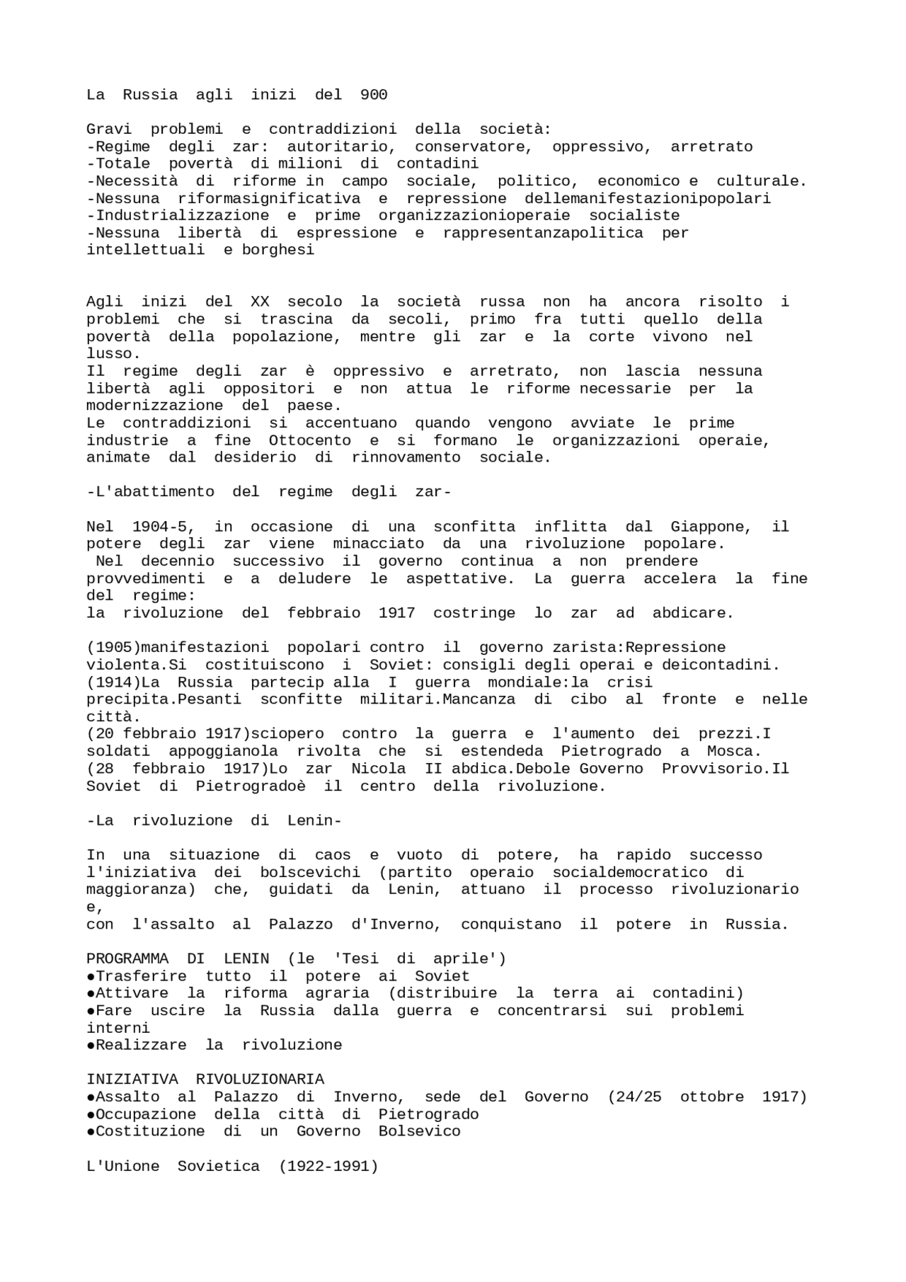 Vicende Della Rivoluzione Russa Docsity