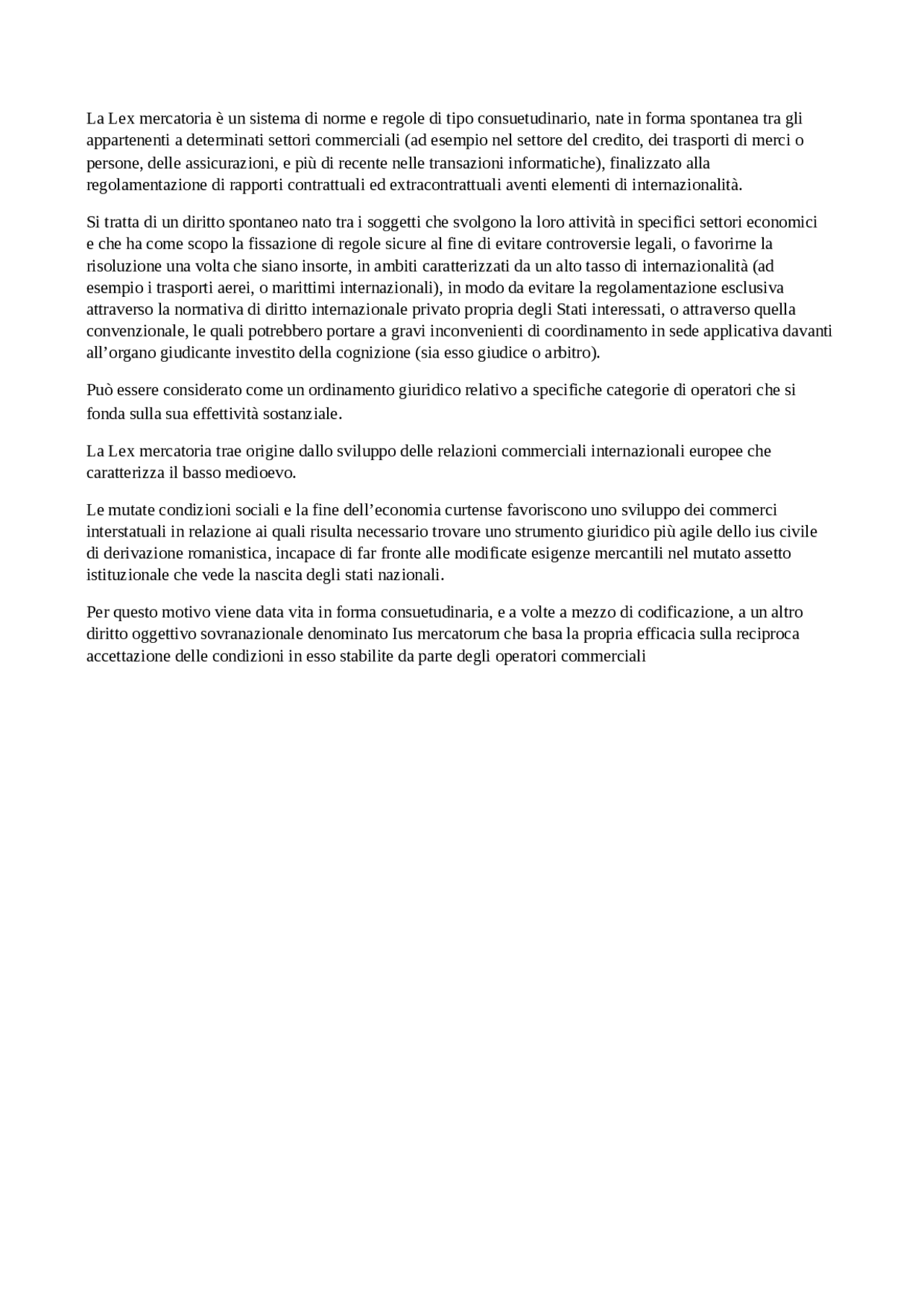 Lex mercatoria ed autonomia - Docsity