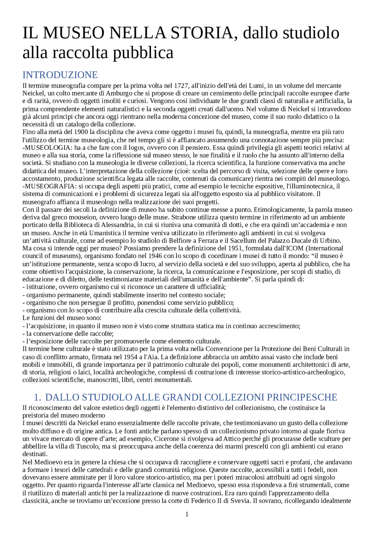 Il Museo Nella Storia Docsity