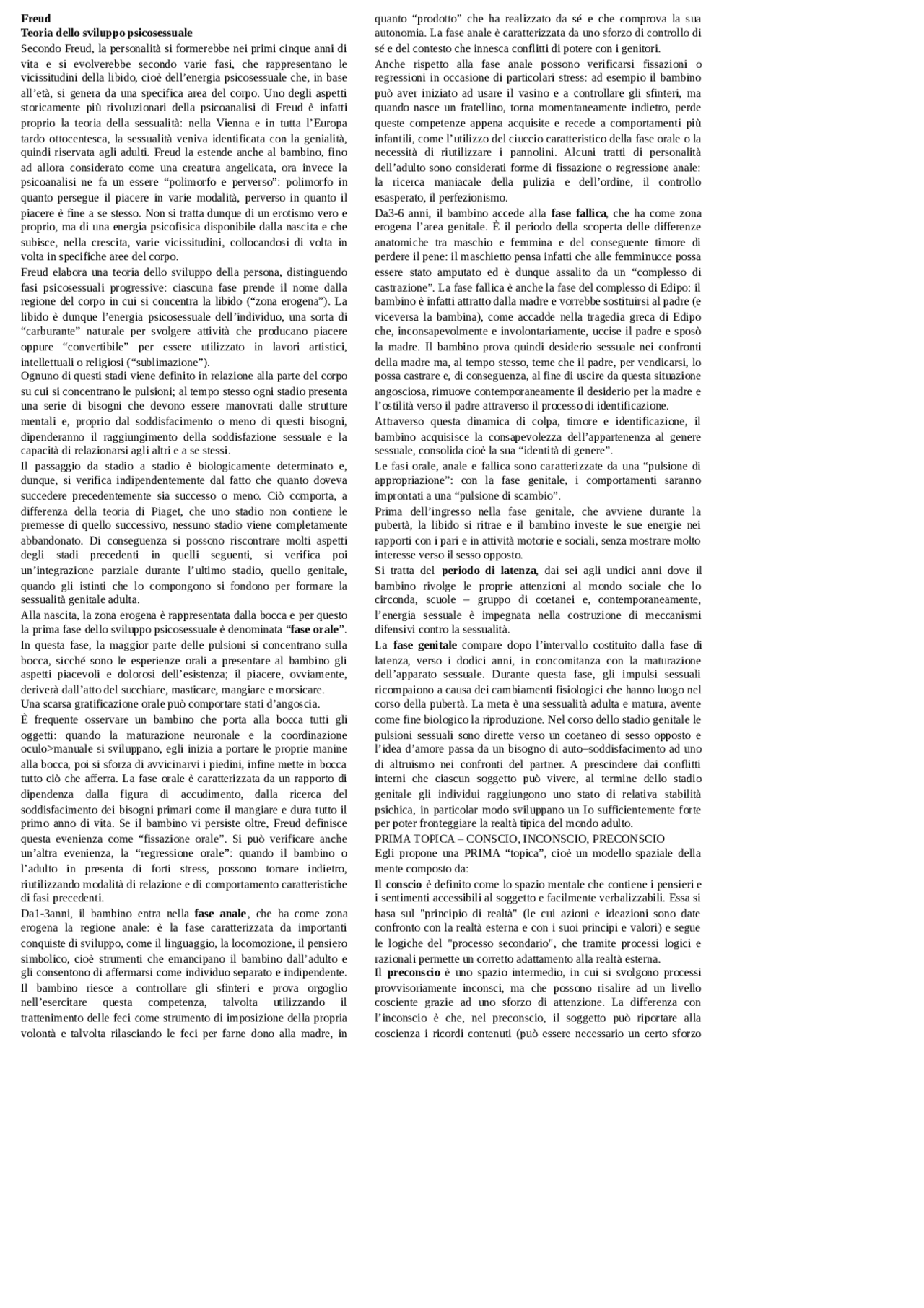 Freud E Lo Sviluppo Psicosessuale Docsity