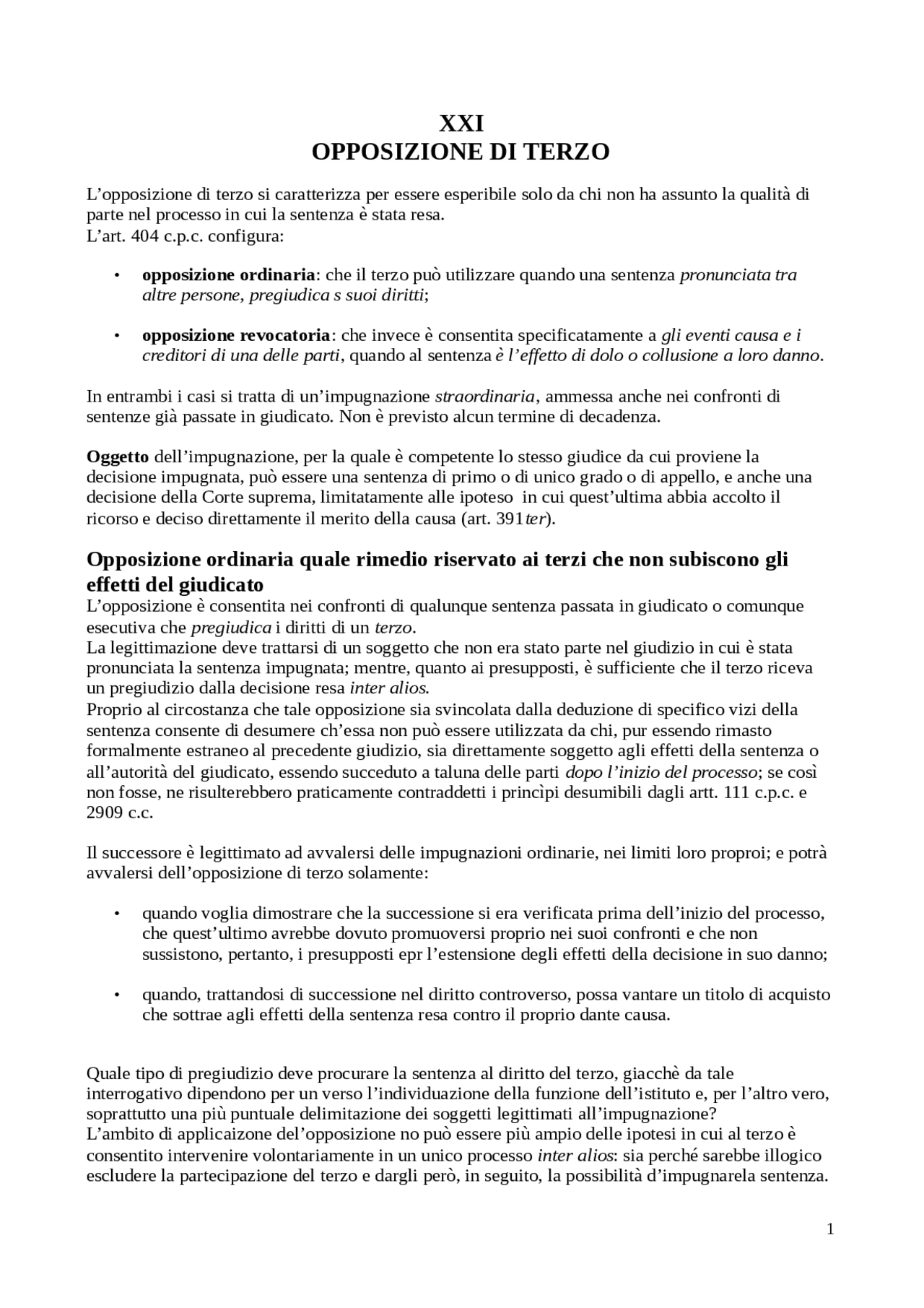 Opposizione Di Terzo Docsity
