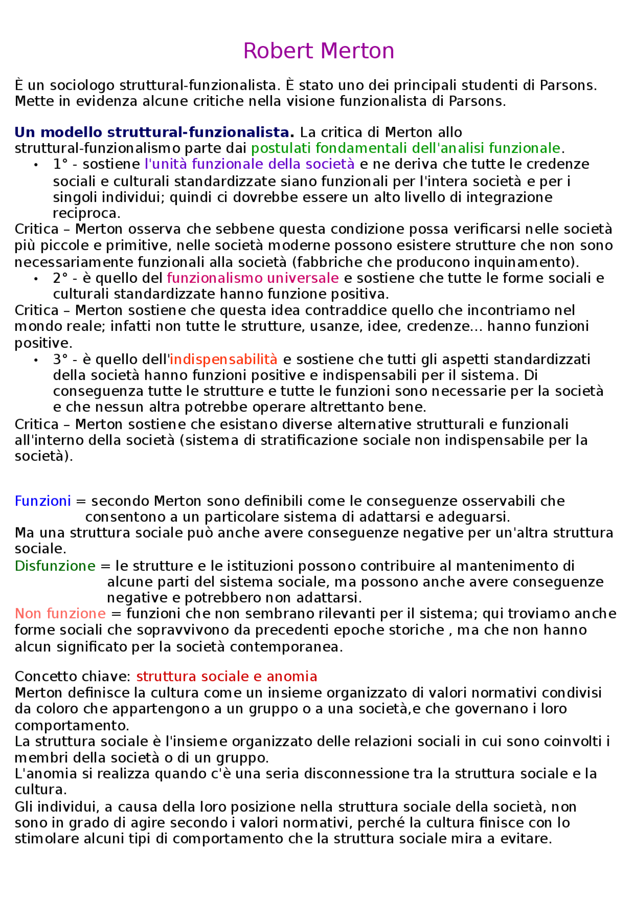 Riassunto Su Robert K Merton Docsity