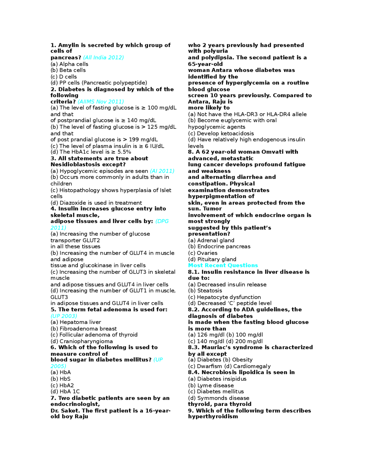 Questions Of Endocrinology Apuntes De Endocrinología Docsity