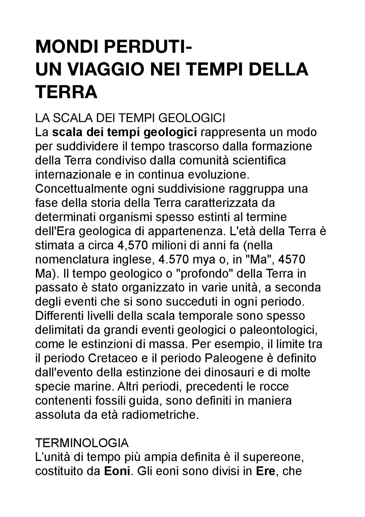 La storia della Terra - Docsity